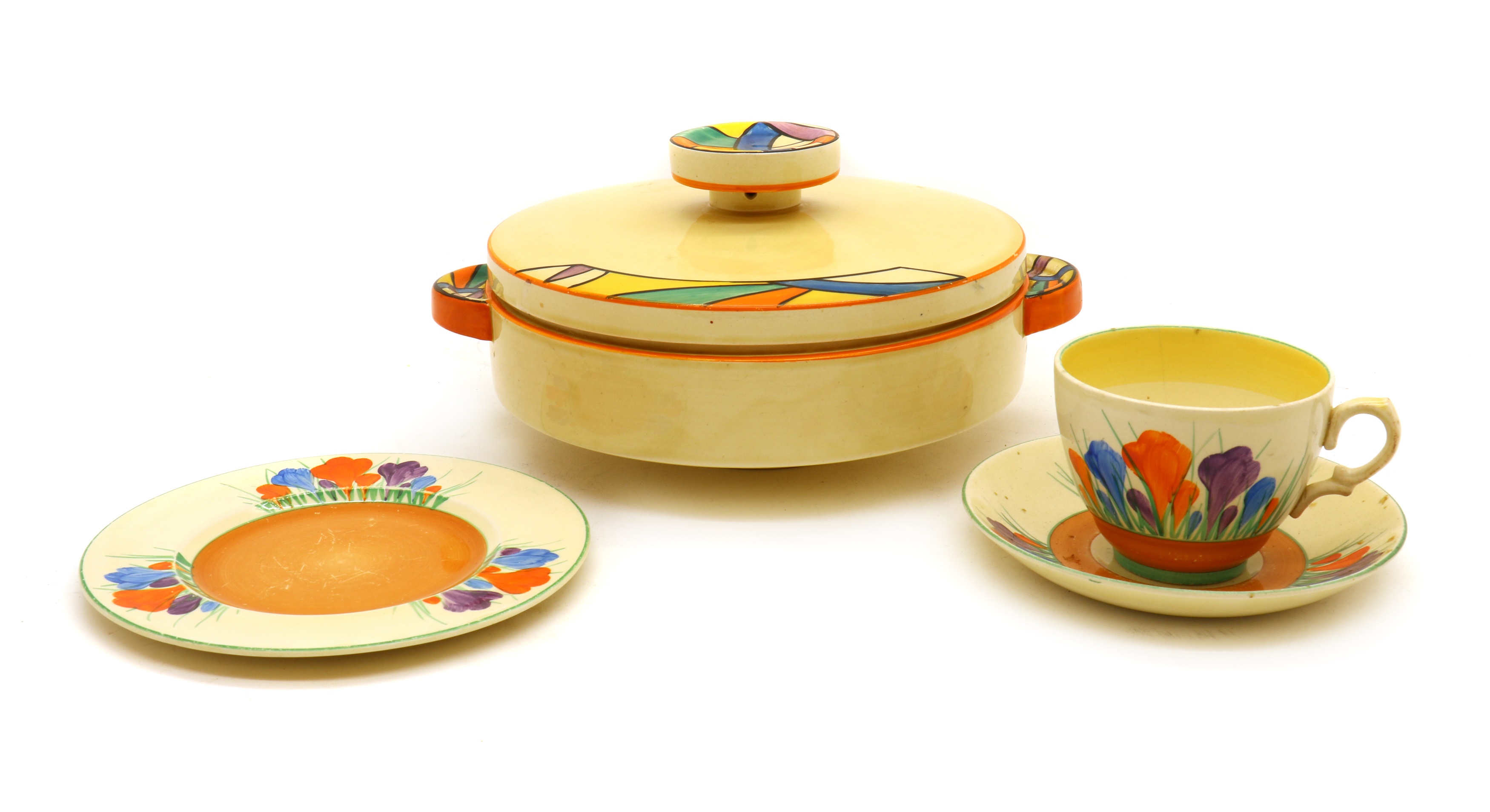 Lot 93 - A Clarice Cliff pottery tureen,