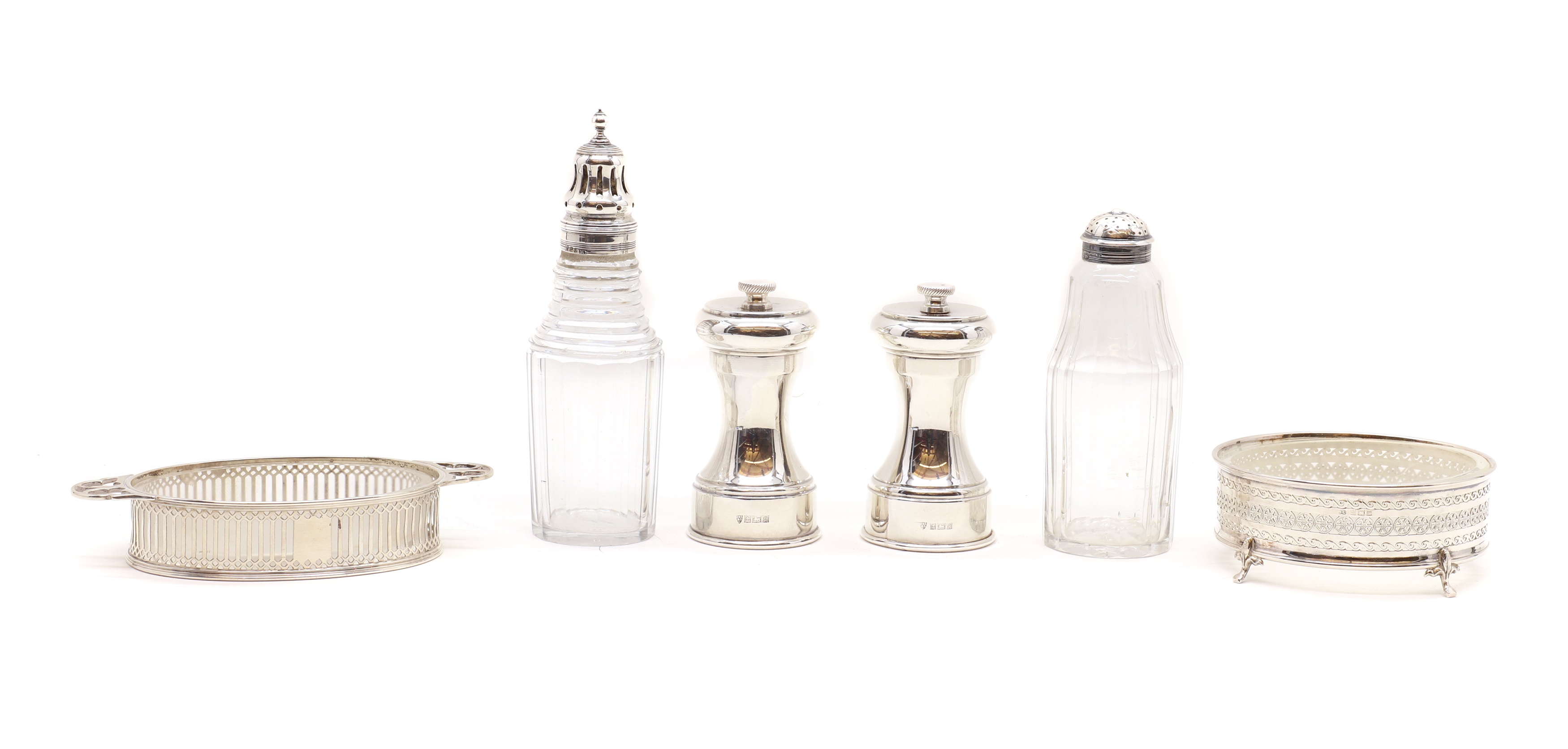 Lot 30 - A pair of silver salt and pepper mills,