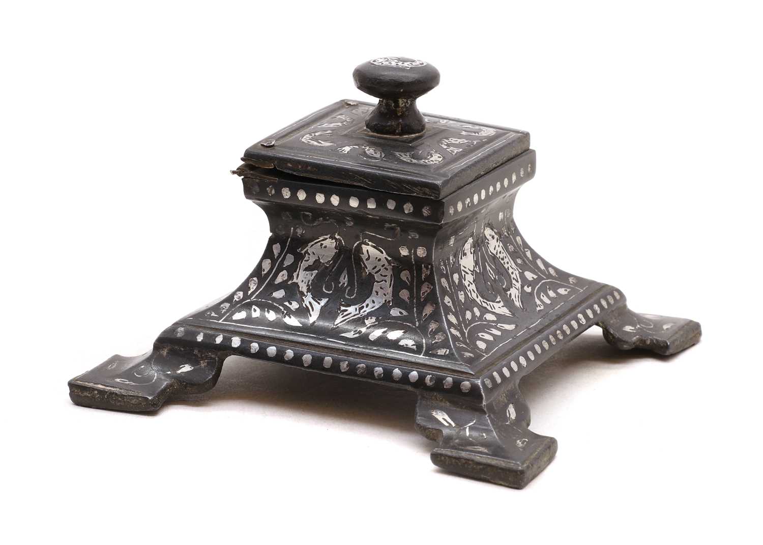 Lot 372 - An Indian Bidri Ware inkwell