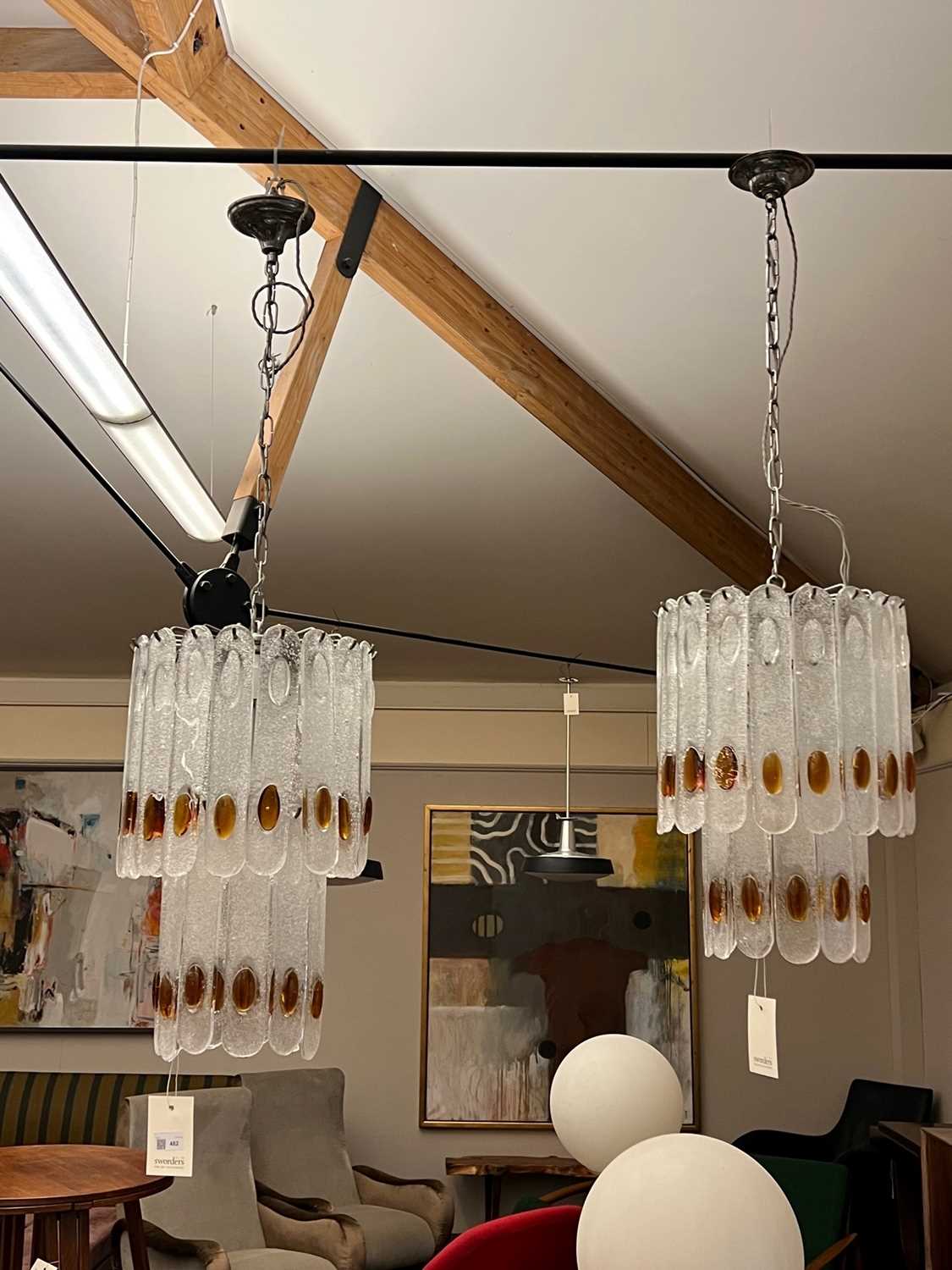 Lot 482 - A pair of Murano sugar glass and amber