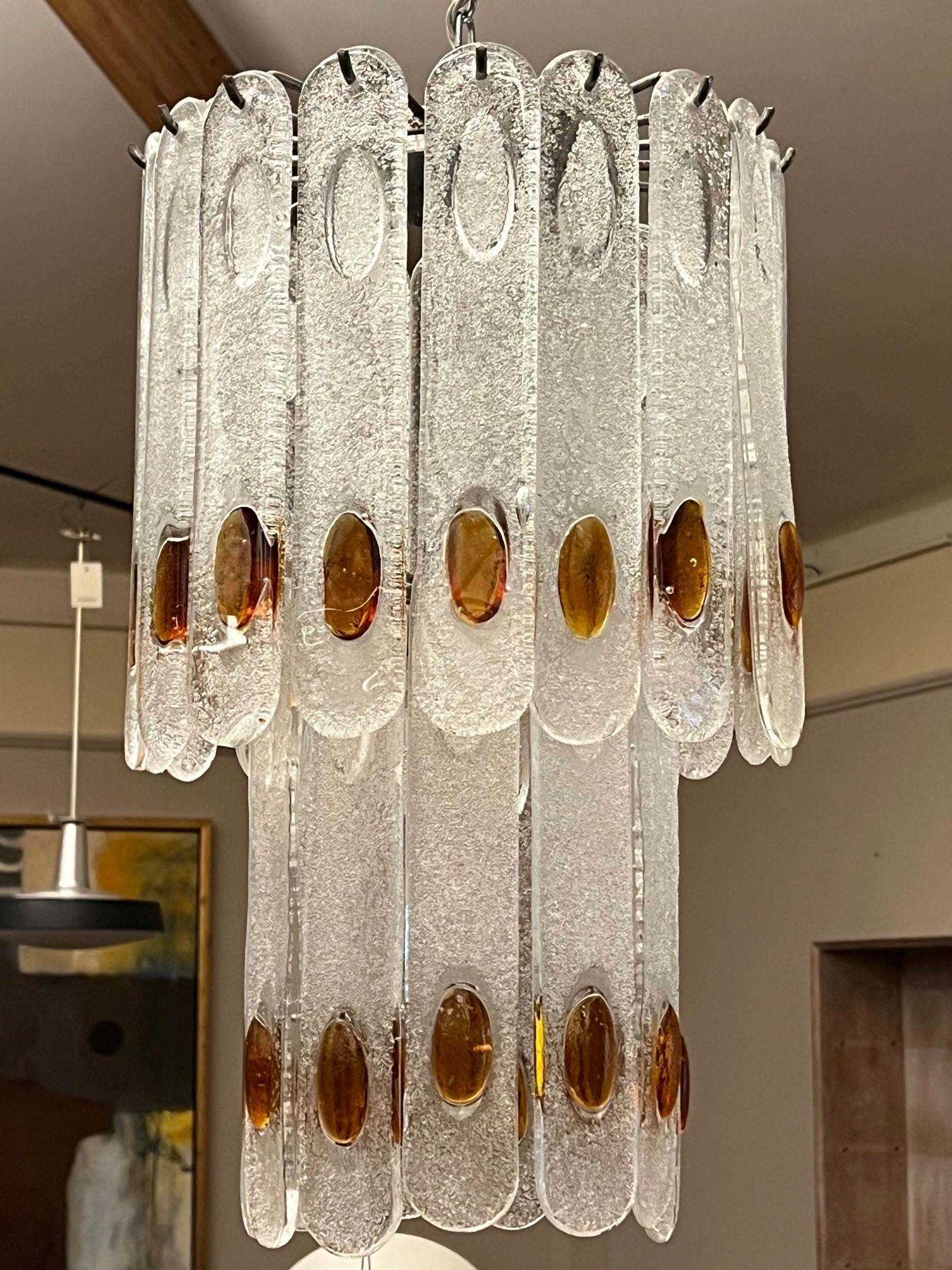 Lot 482 - A pair of Murano sugar glass and amber