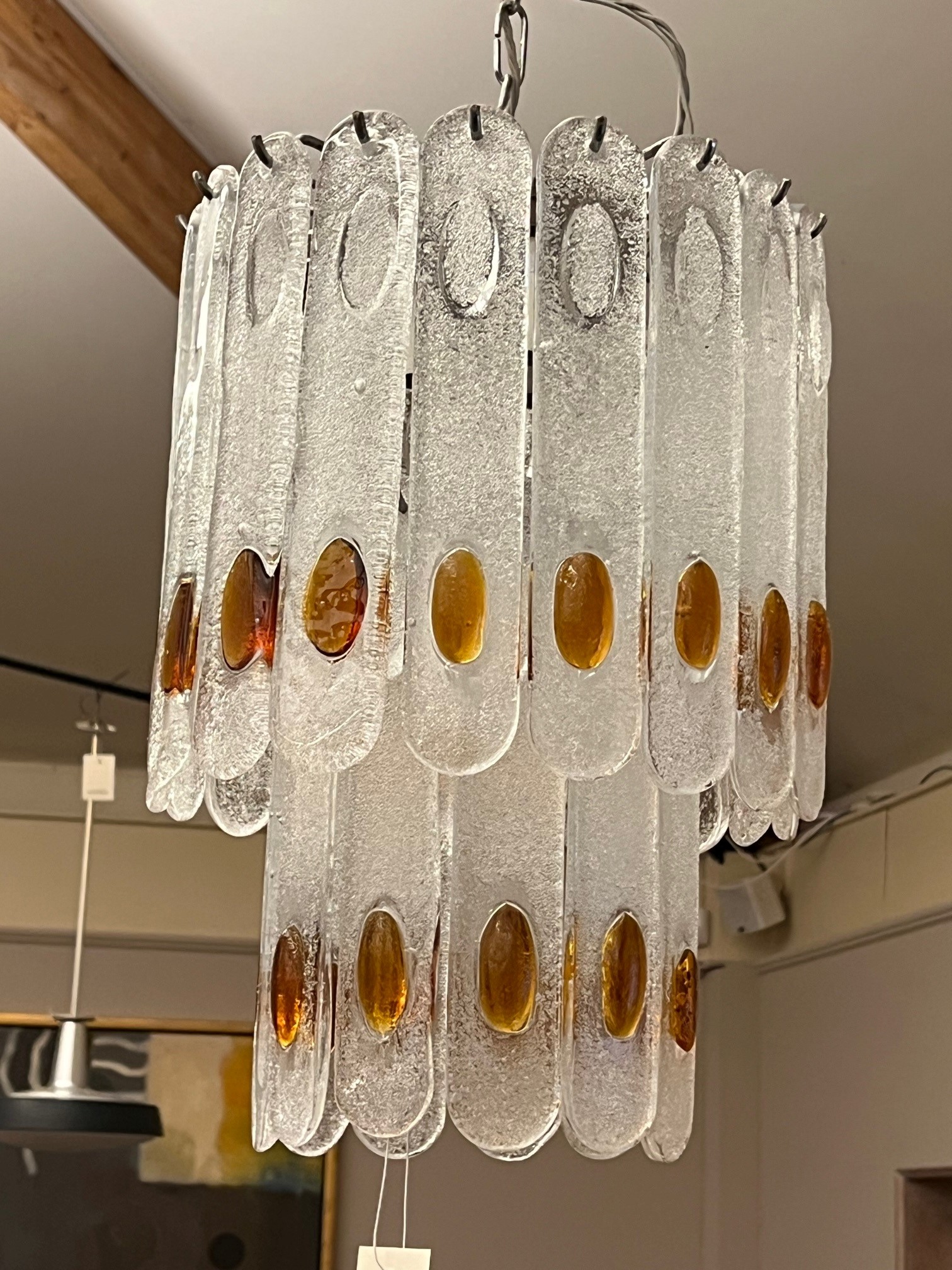 Lot 482 - A pair of Murano sugar glass and amber