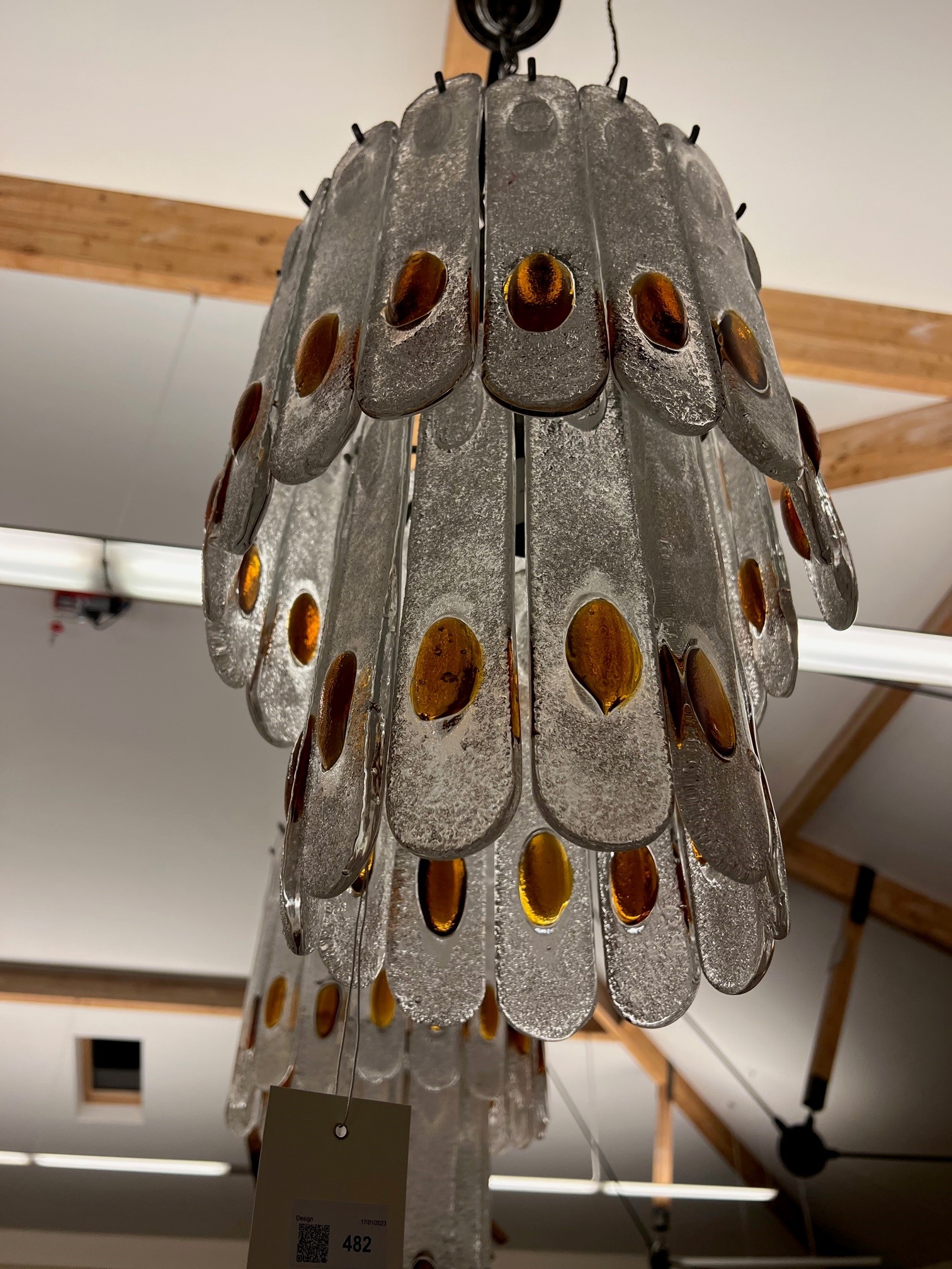 Lot 482 - A pair of Murano sugar glass and amber