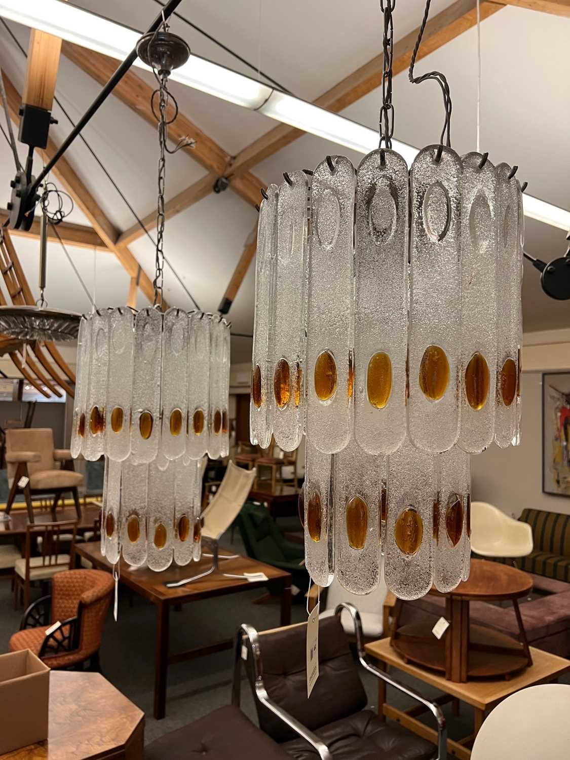 Lot 482 - A pair of Murano sugar glass and amber