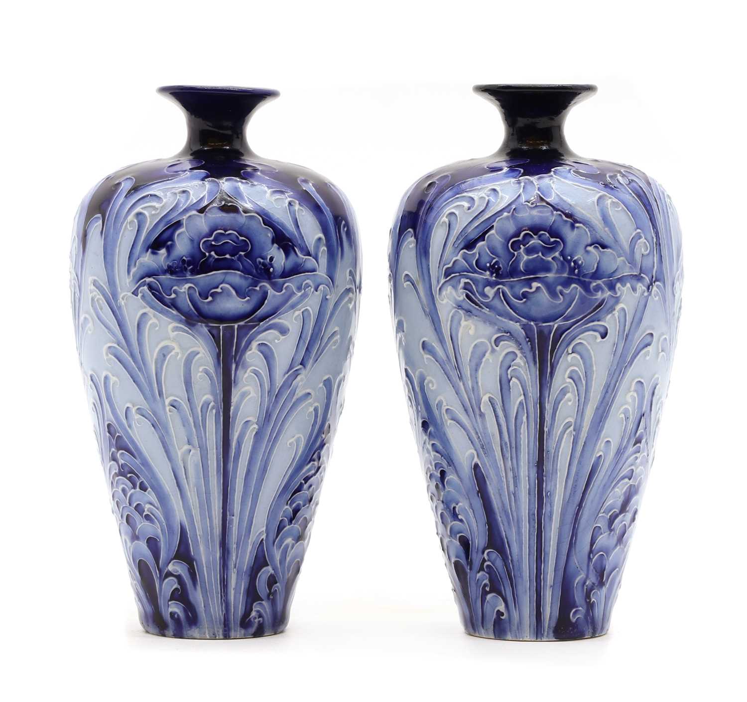 Lot 131 - A pair of James Macintyre Florian ware vases,