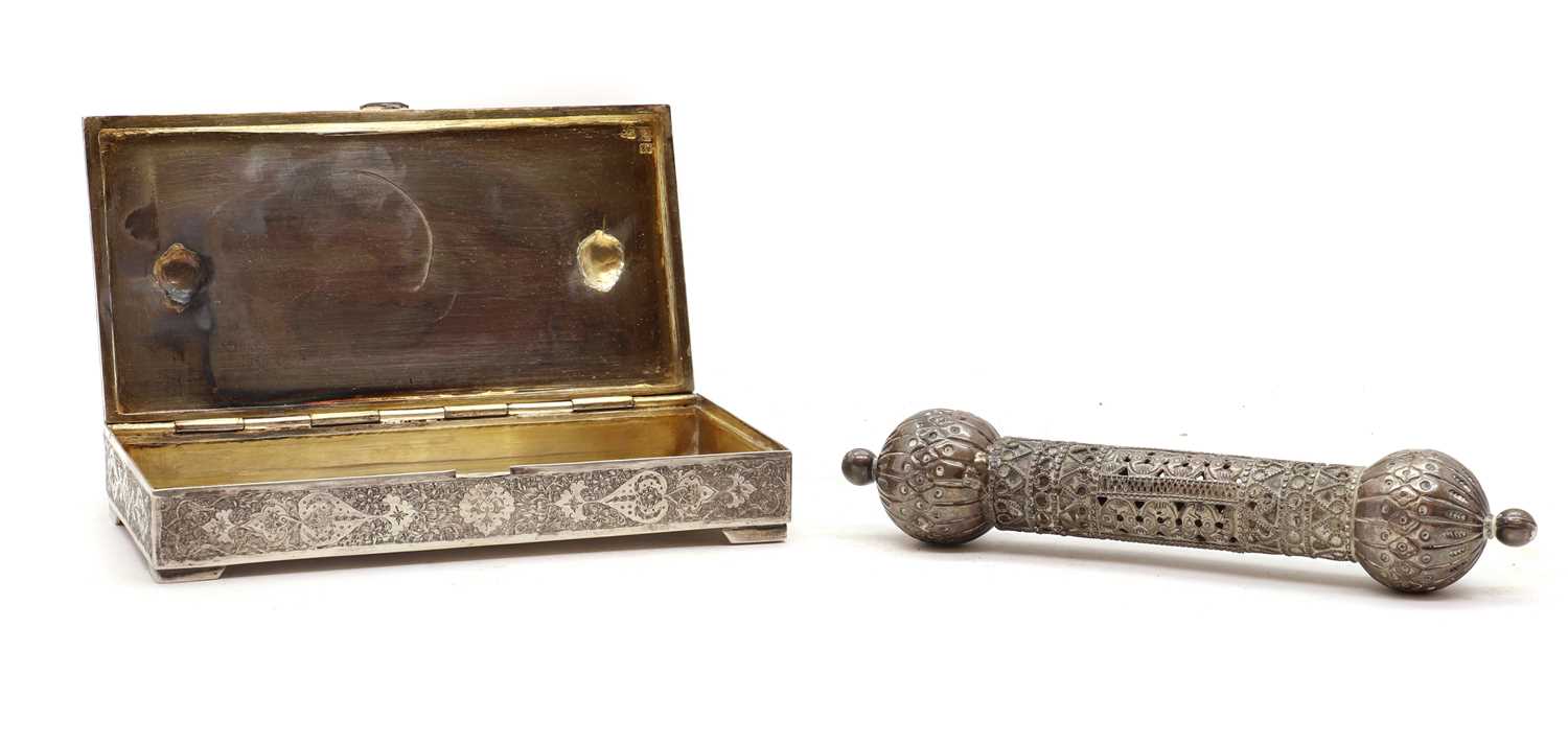 Lot 43 - An Iranian silver and enamelled box