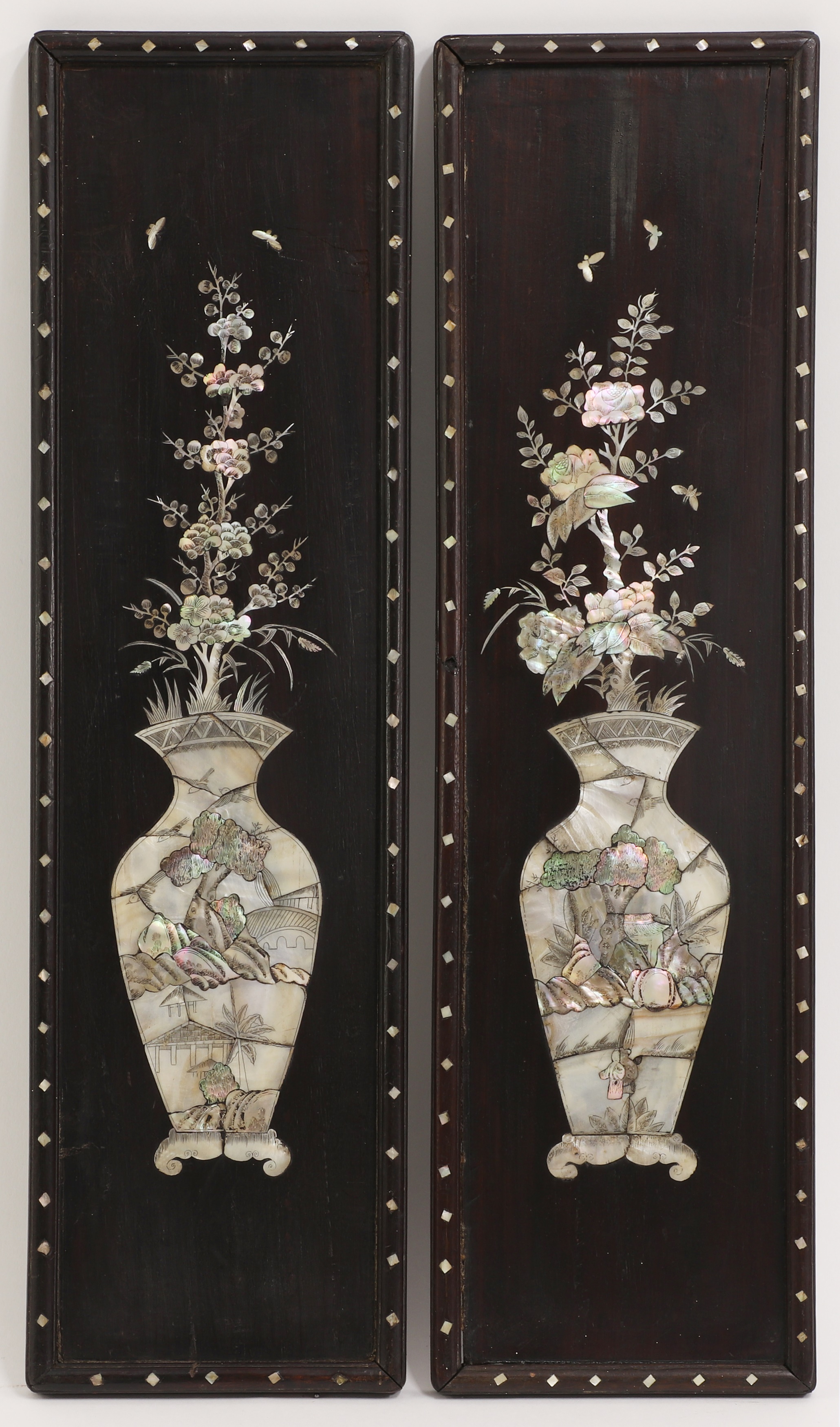 Lot 464 - A pair of Vietnamese hardwood panels,