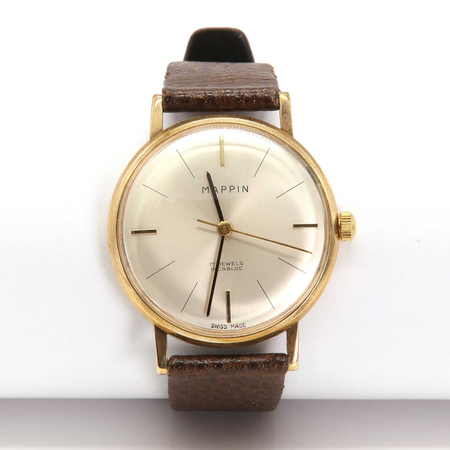 Lot 515 - A 9ct gold Mappin mechanical strap watch,