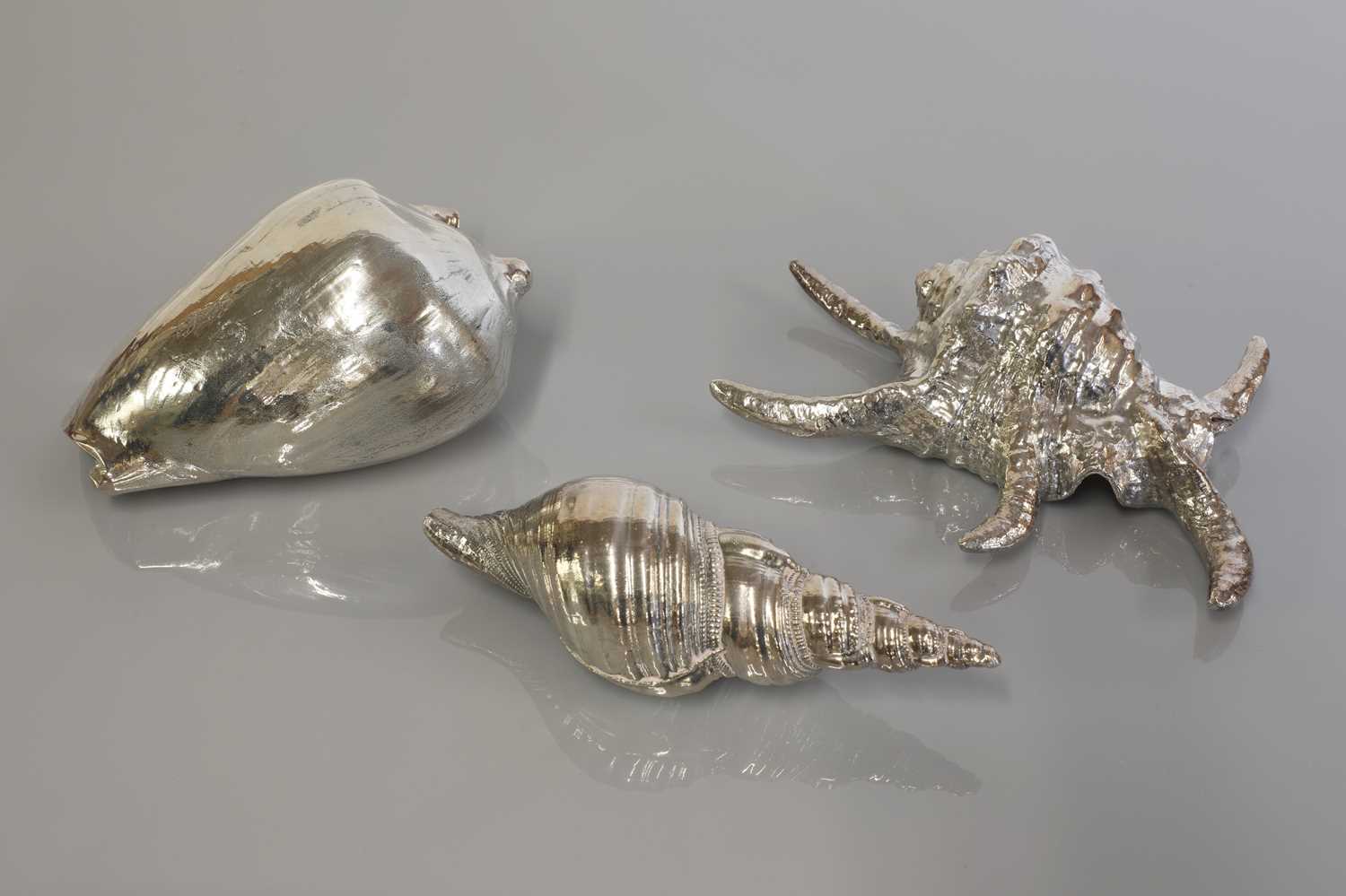 Lot 335 - Three Italian silver-mounted shells,