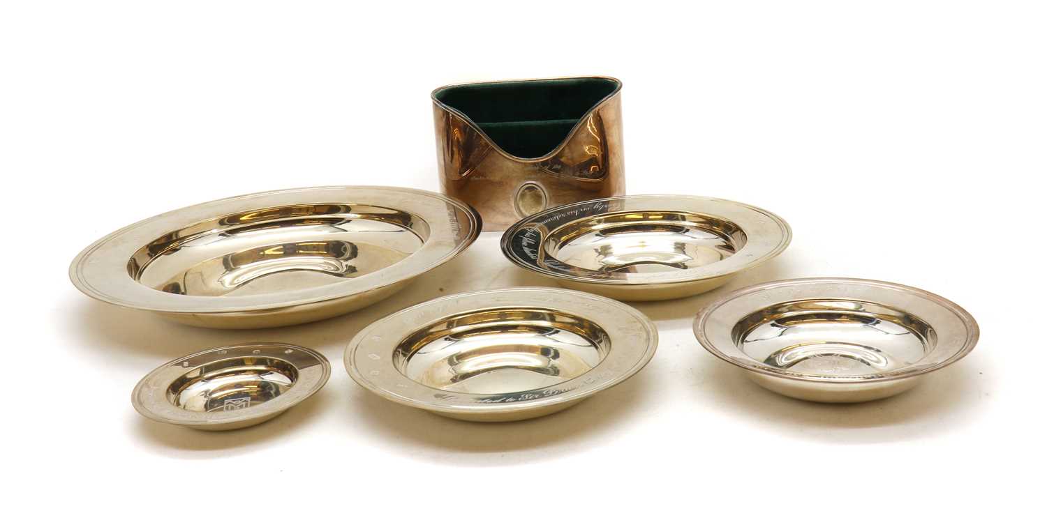 Lot 60 - A collection of five silver armada dishes,