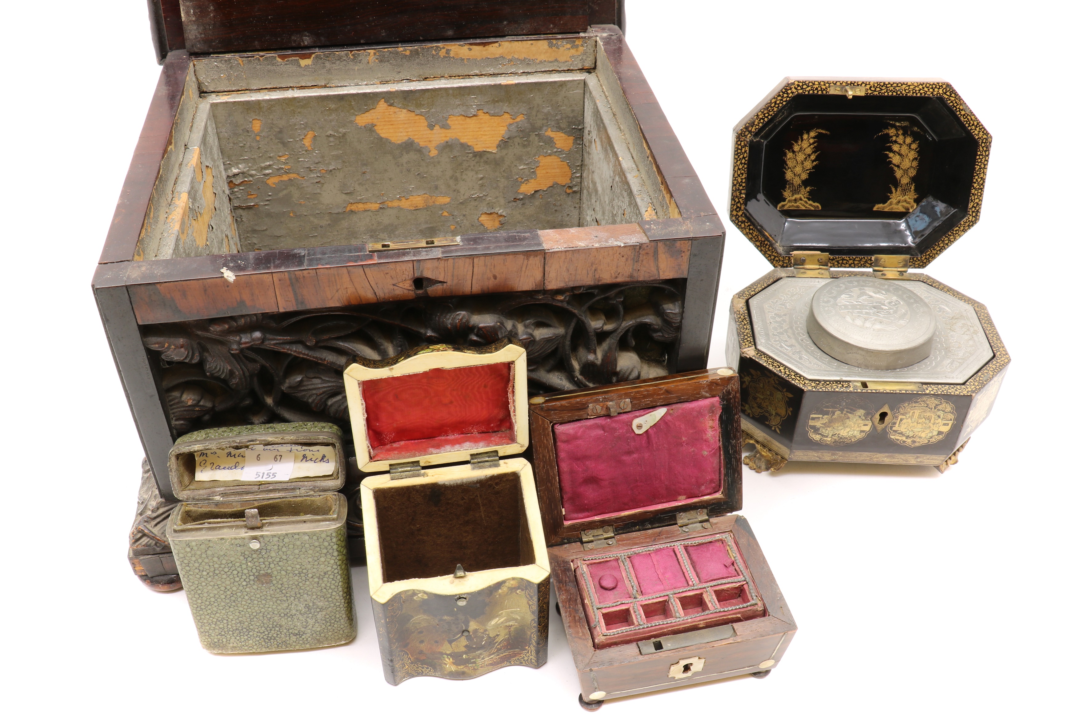 Lot 219 - A Continental rosewood tea chest,