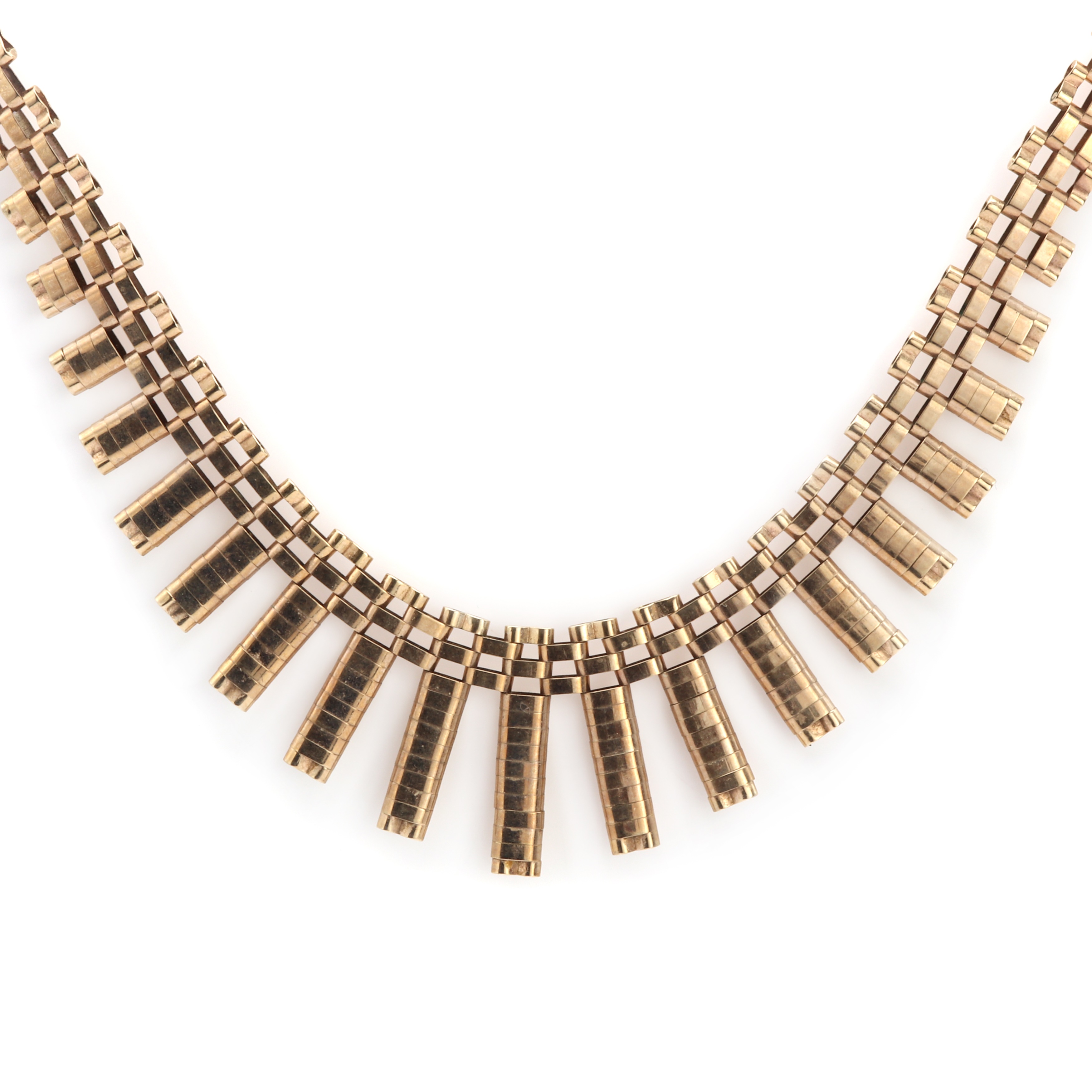 Lot 45 - A 9ct gold 'Cleopatra' style fringe necklace,