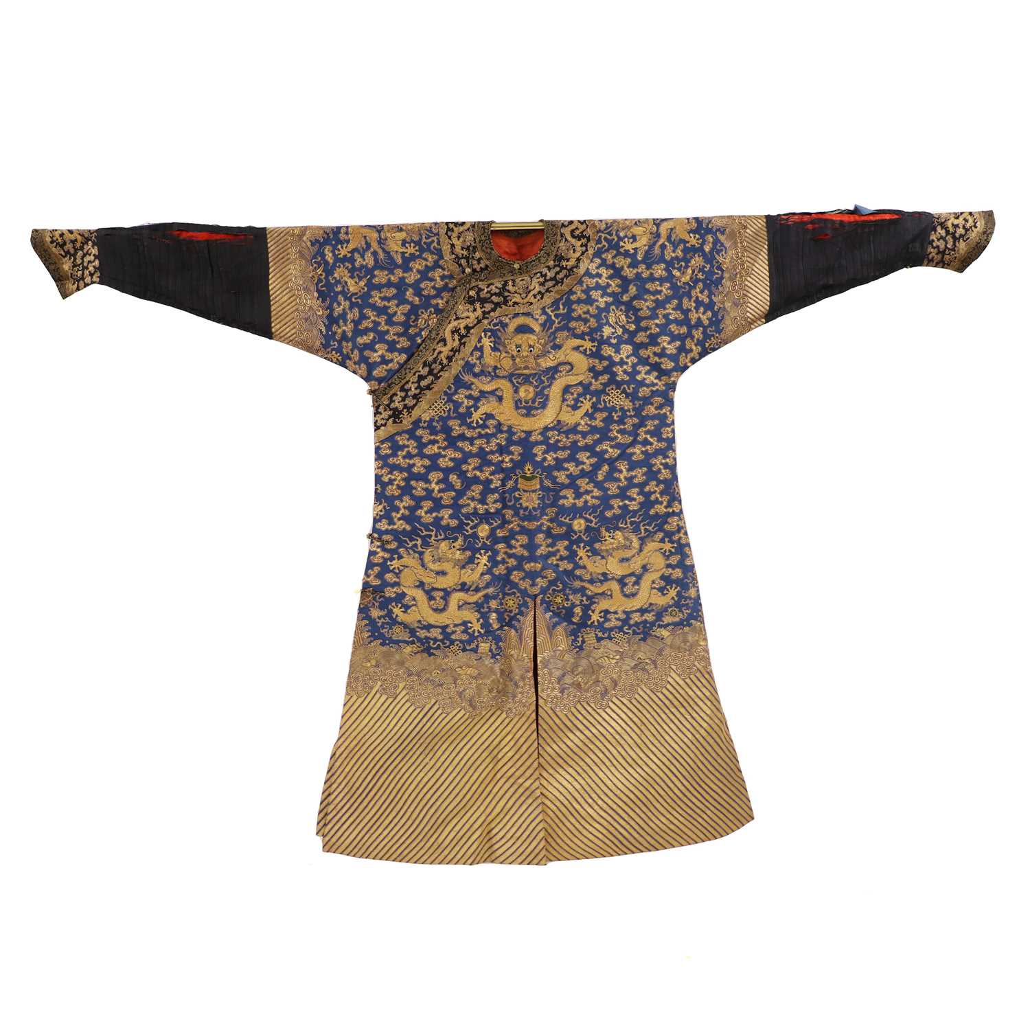 Lot 247 - A Chinese embroidered dragon robe,