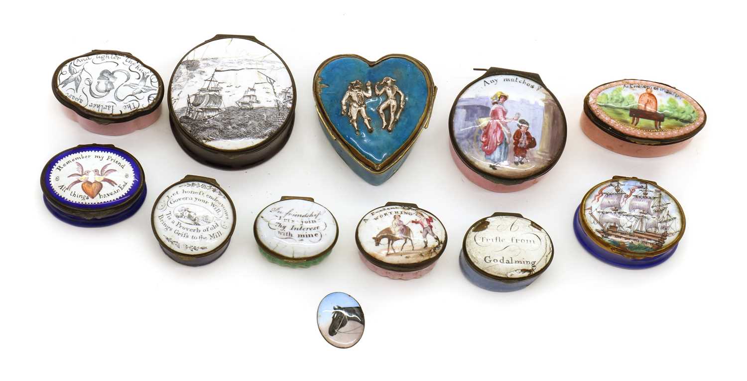 Lot 288 - A collection of eleven enamel patch and