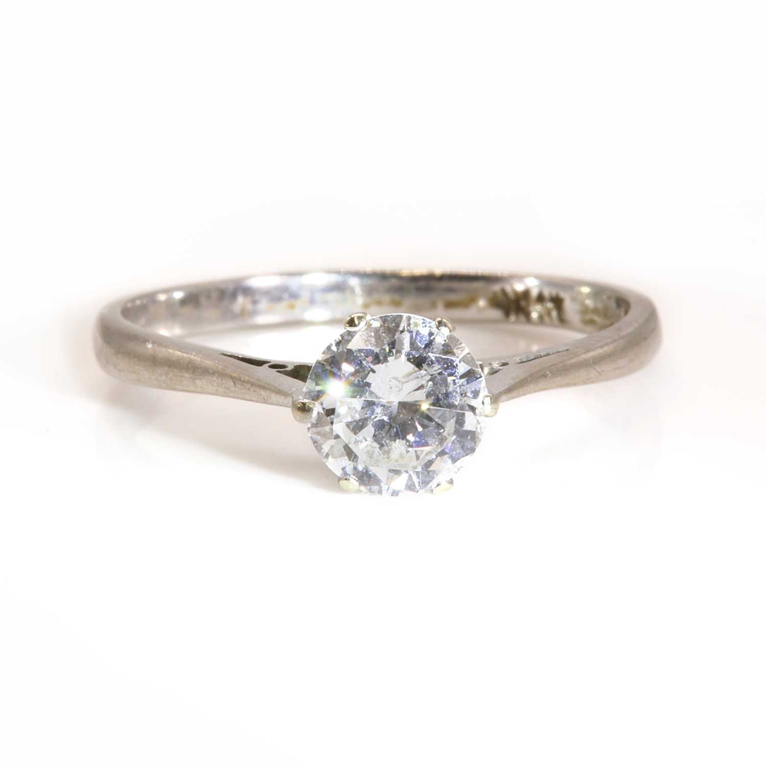 Lot 375 - A 14ct white gold single stone diamond ring,