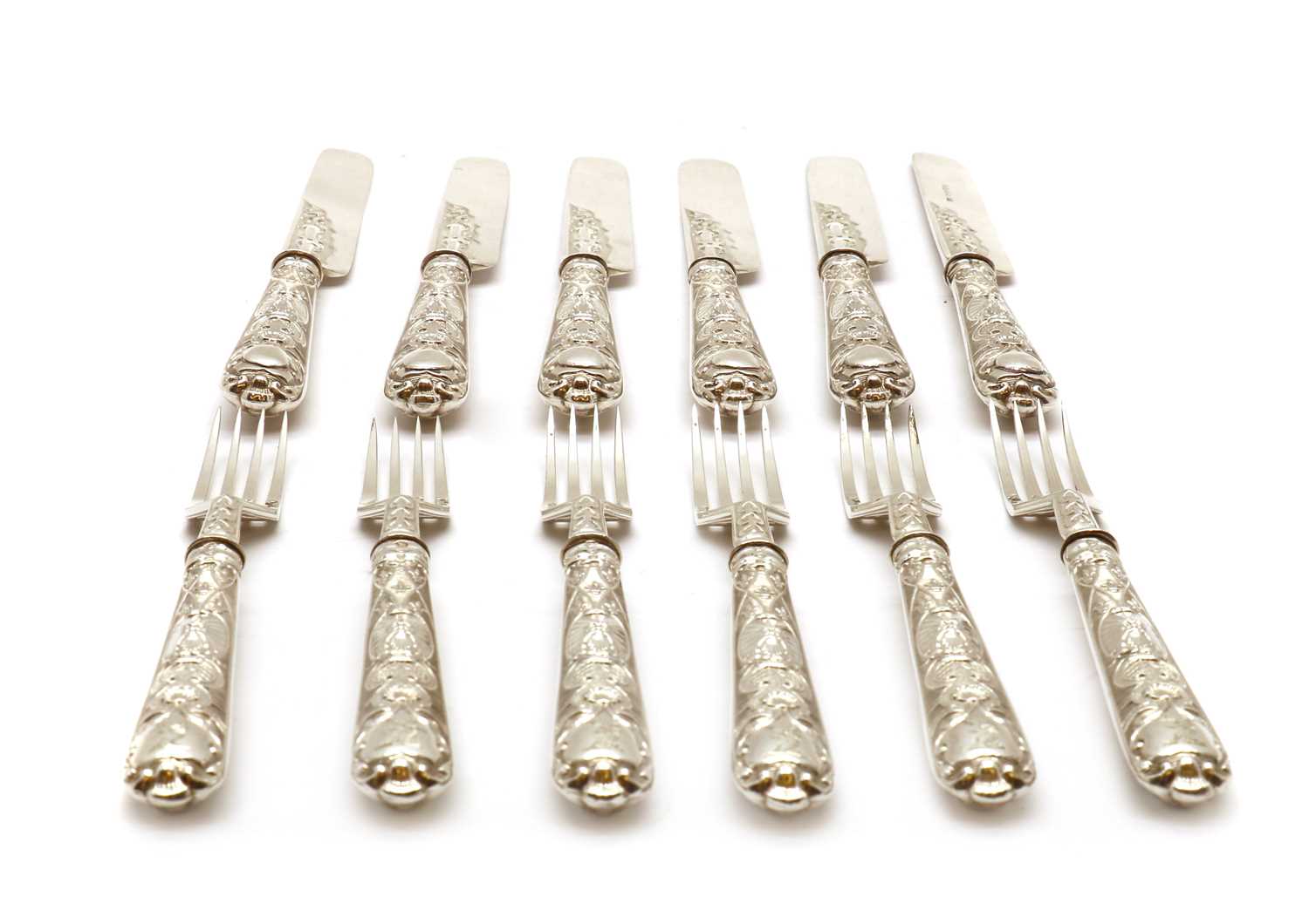 Lot 5 - A set of Victorian silver knives and forks,