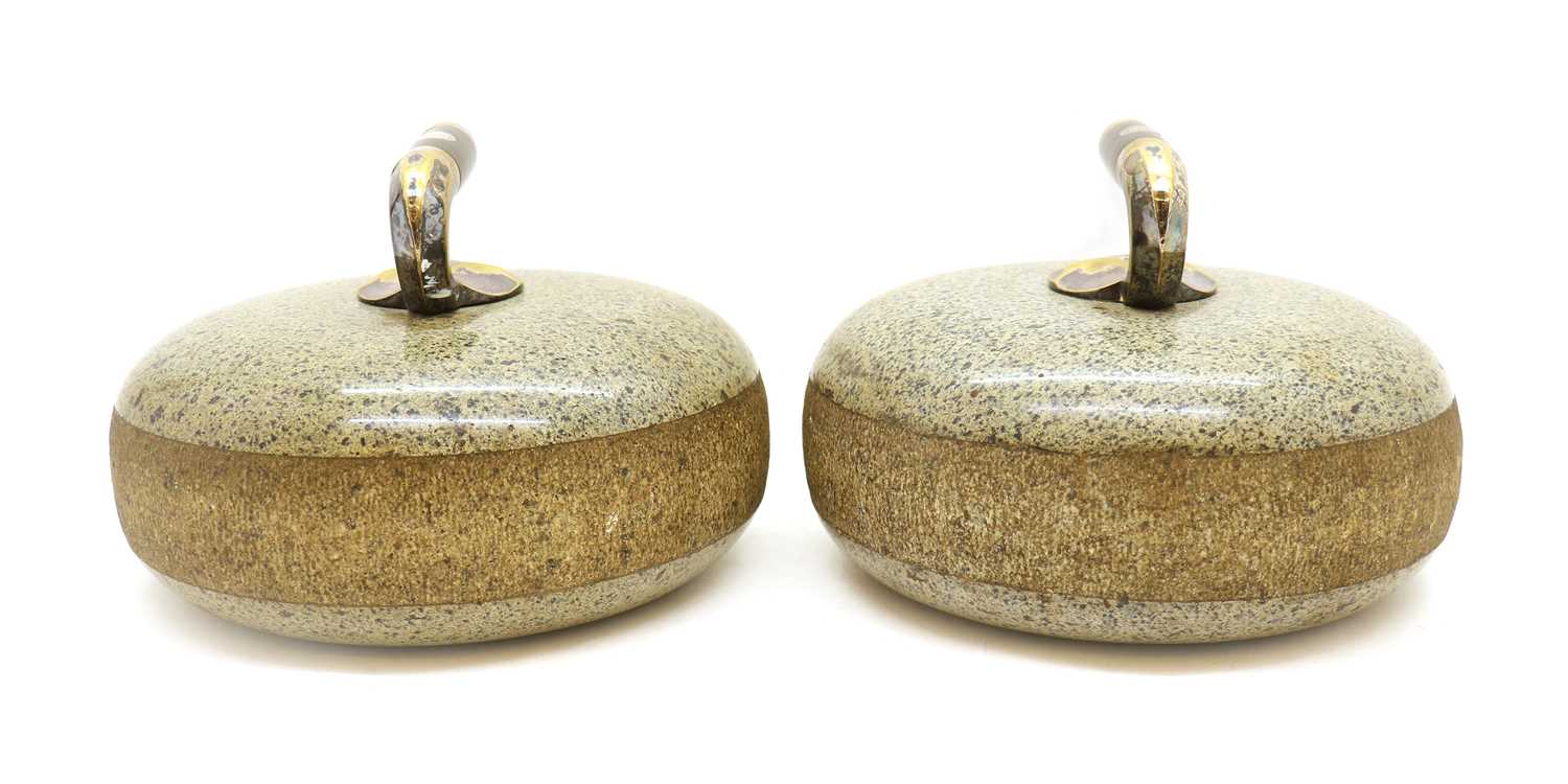 Lot 191 - A pair of Scottish green granite curling
