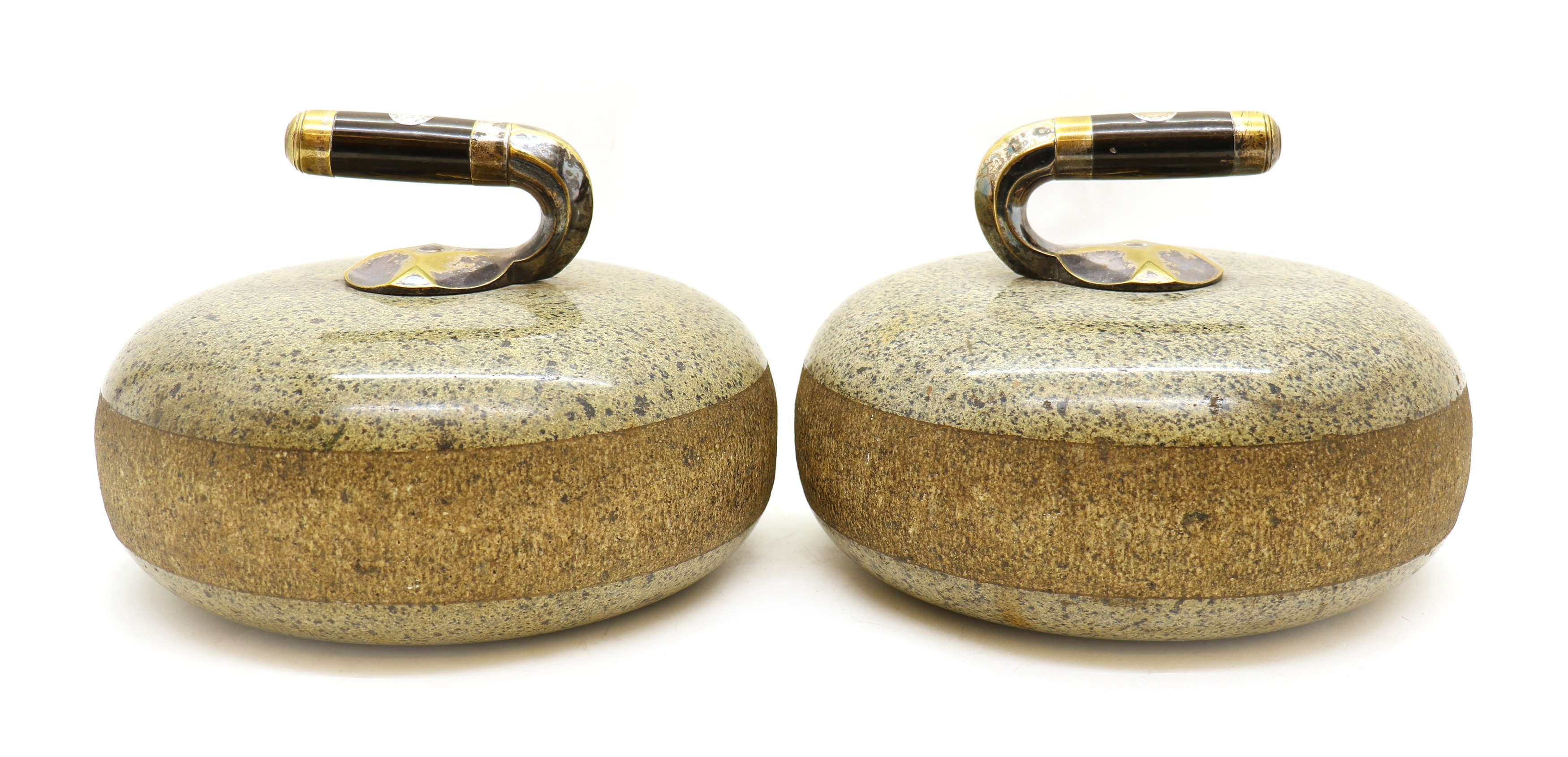 Lot 191 - A pair of Scottish green granite curling