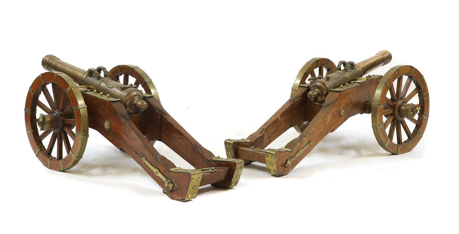 Lot 431 - A pair of model canons,