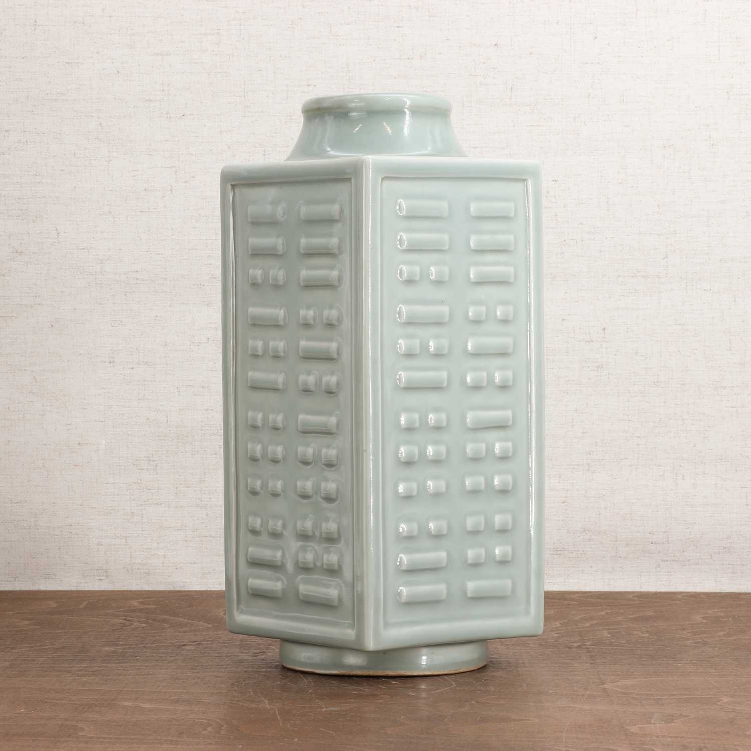 Lot 168 - A Chinese celadon cong vase,