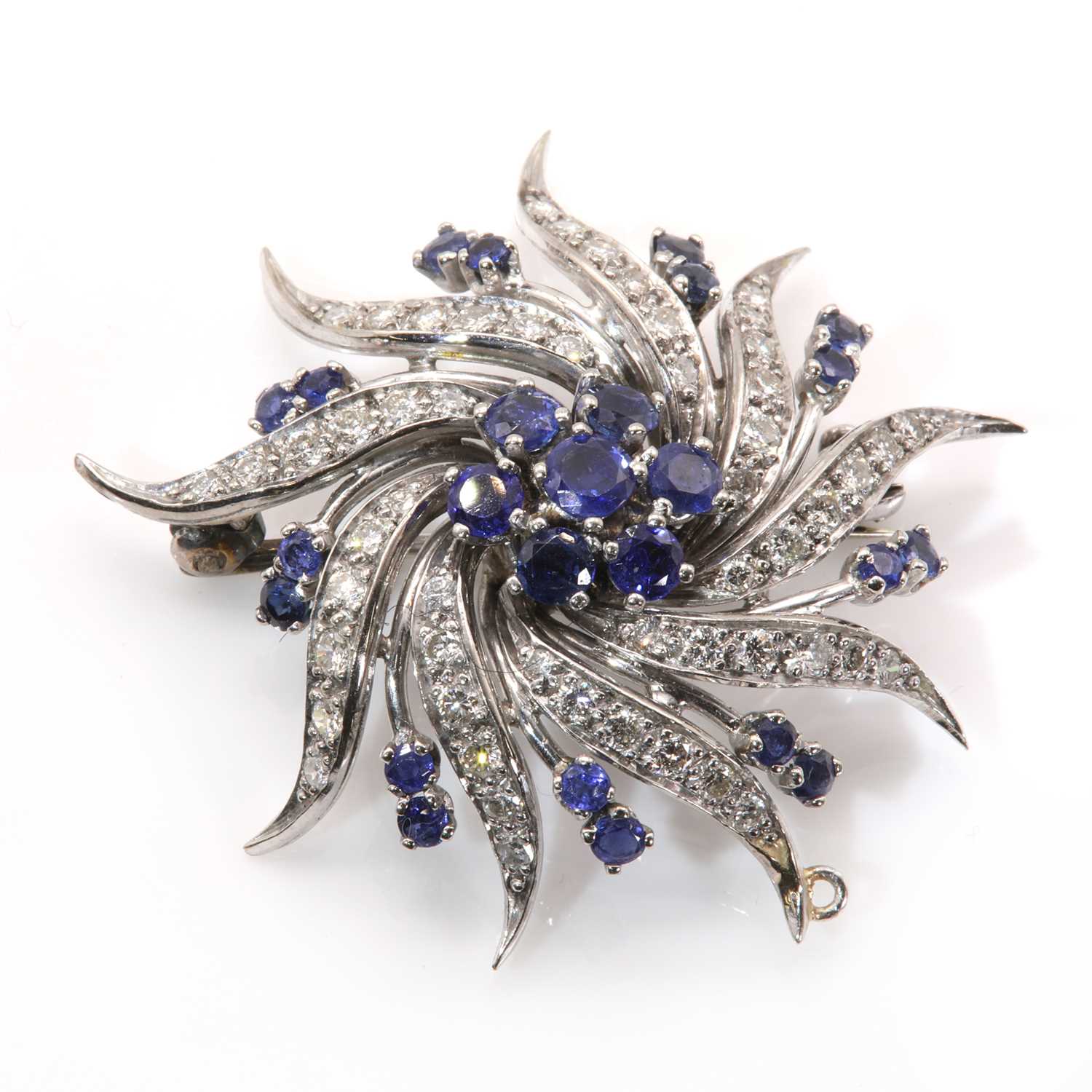 Lot 181 - A sapphire and diamond Catherine wheel style