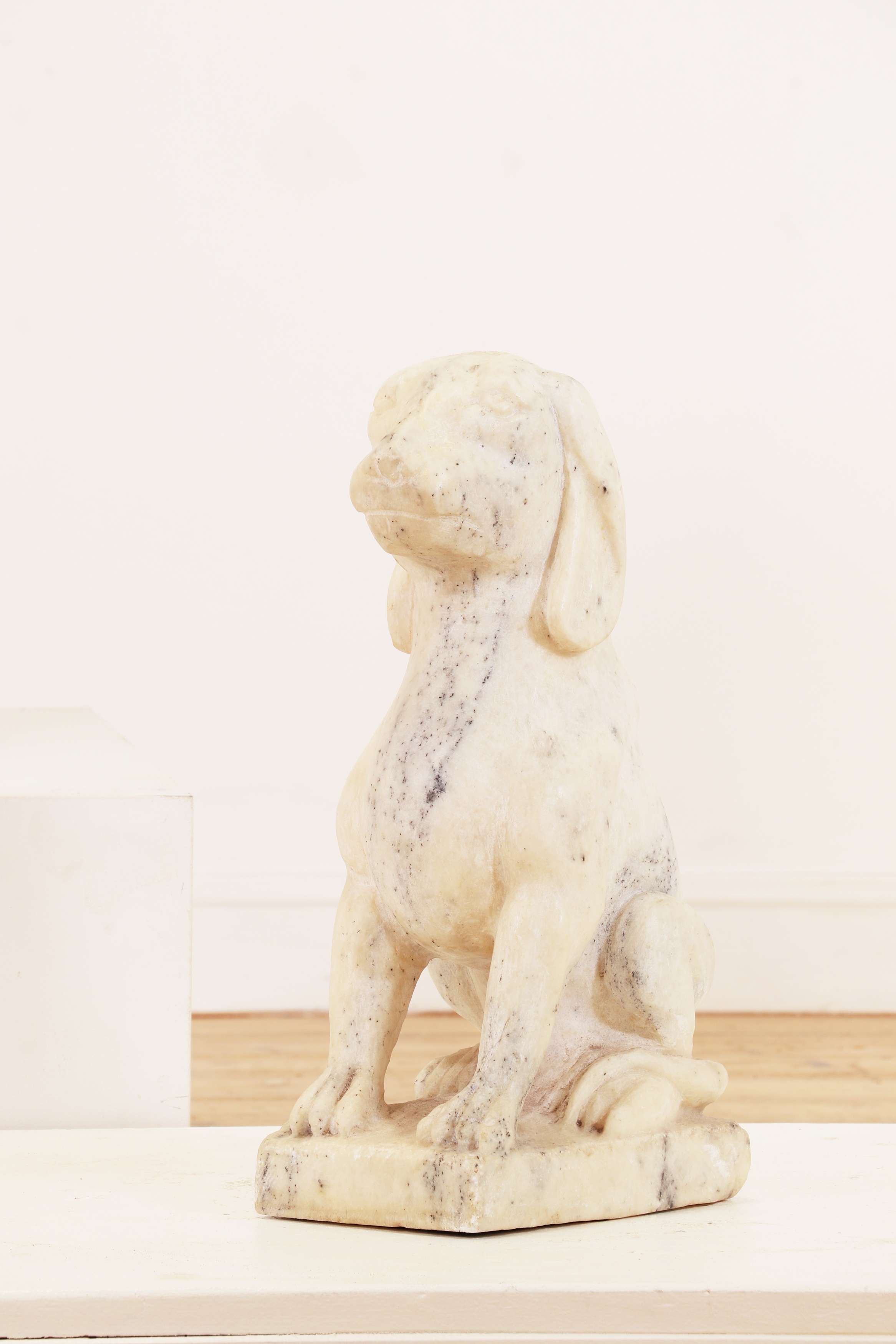 Lot 416 - A pair of Carrara marble dogs,
