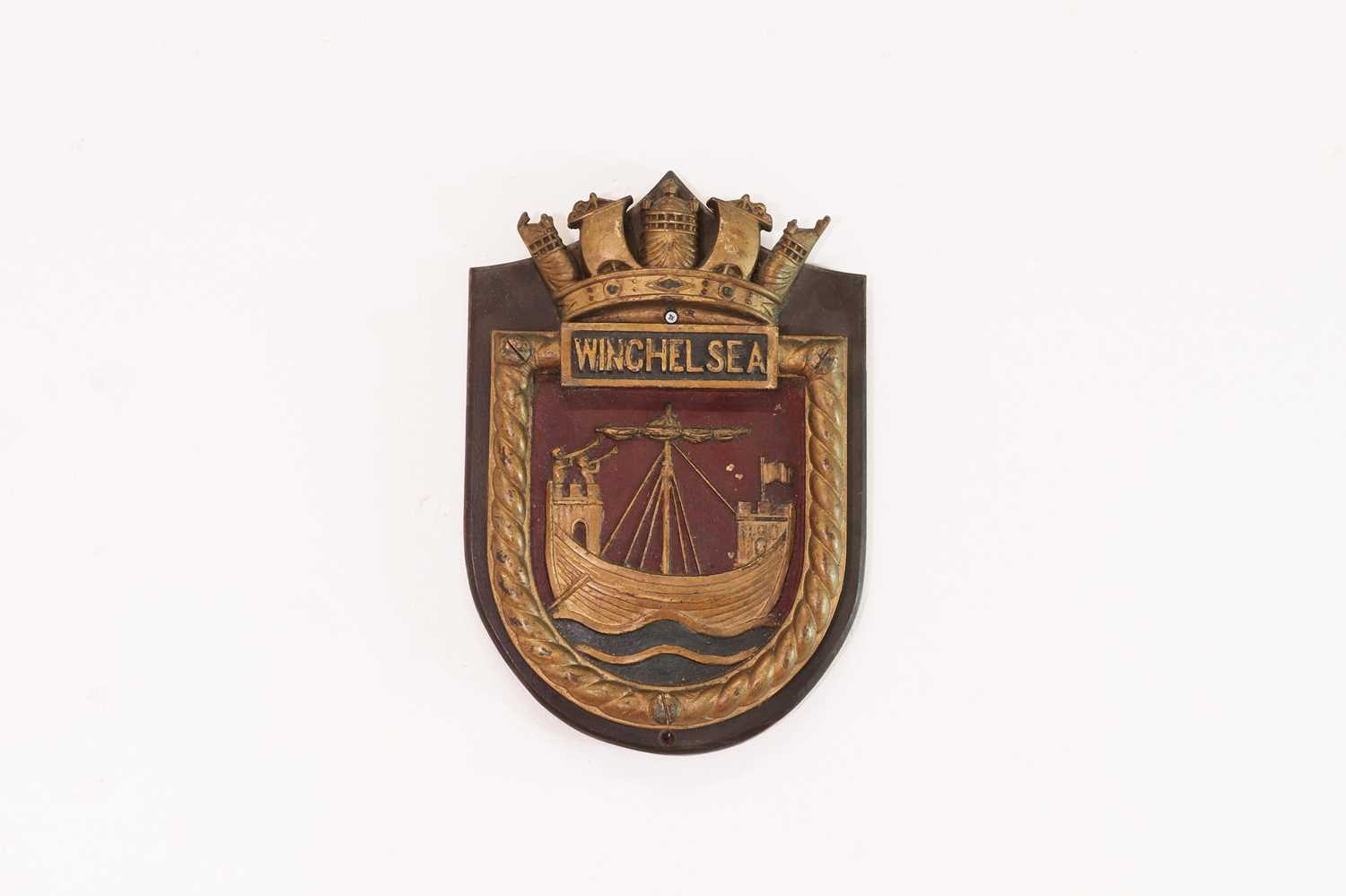 Lot 623 - A painted bronze ship's badge for HMS