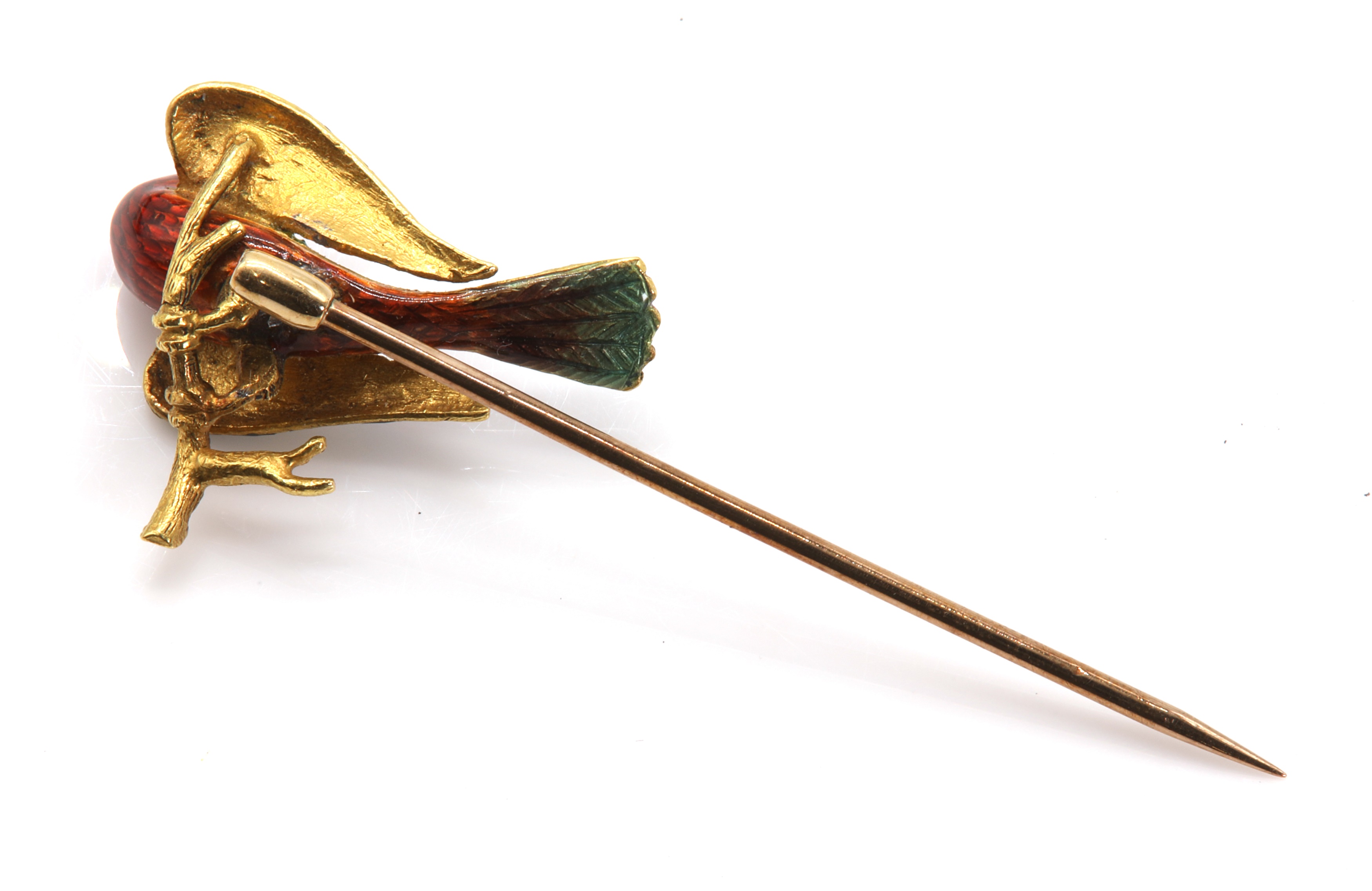 Lot 50 - A Victorian polychrome enamel stick pin,