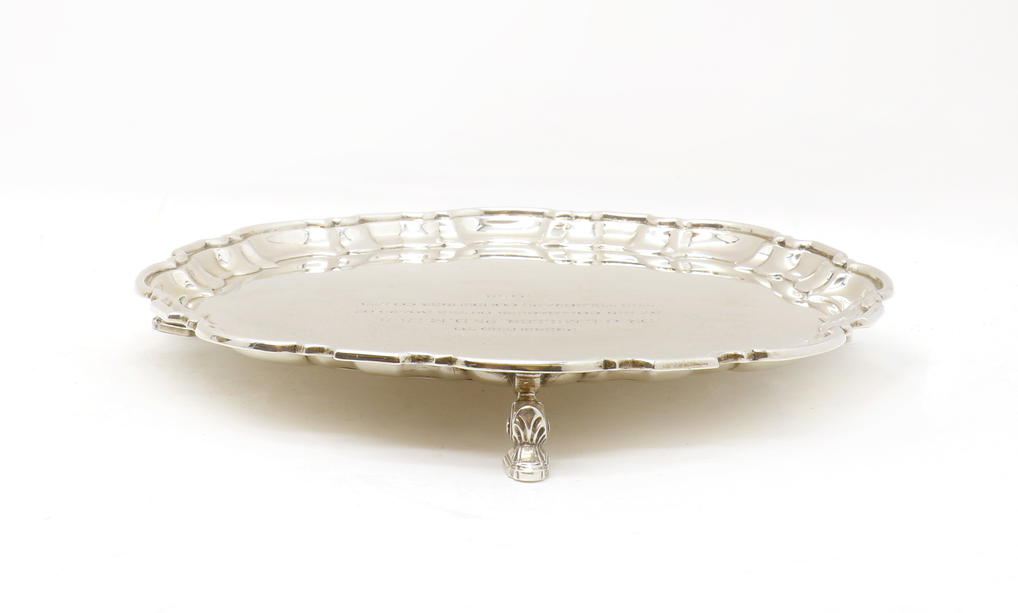 Lot 58 - A silver presentation salver