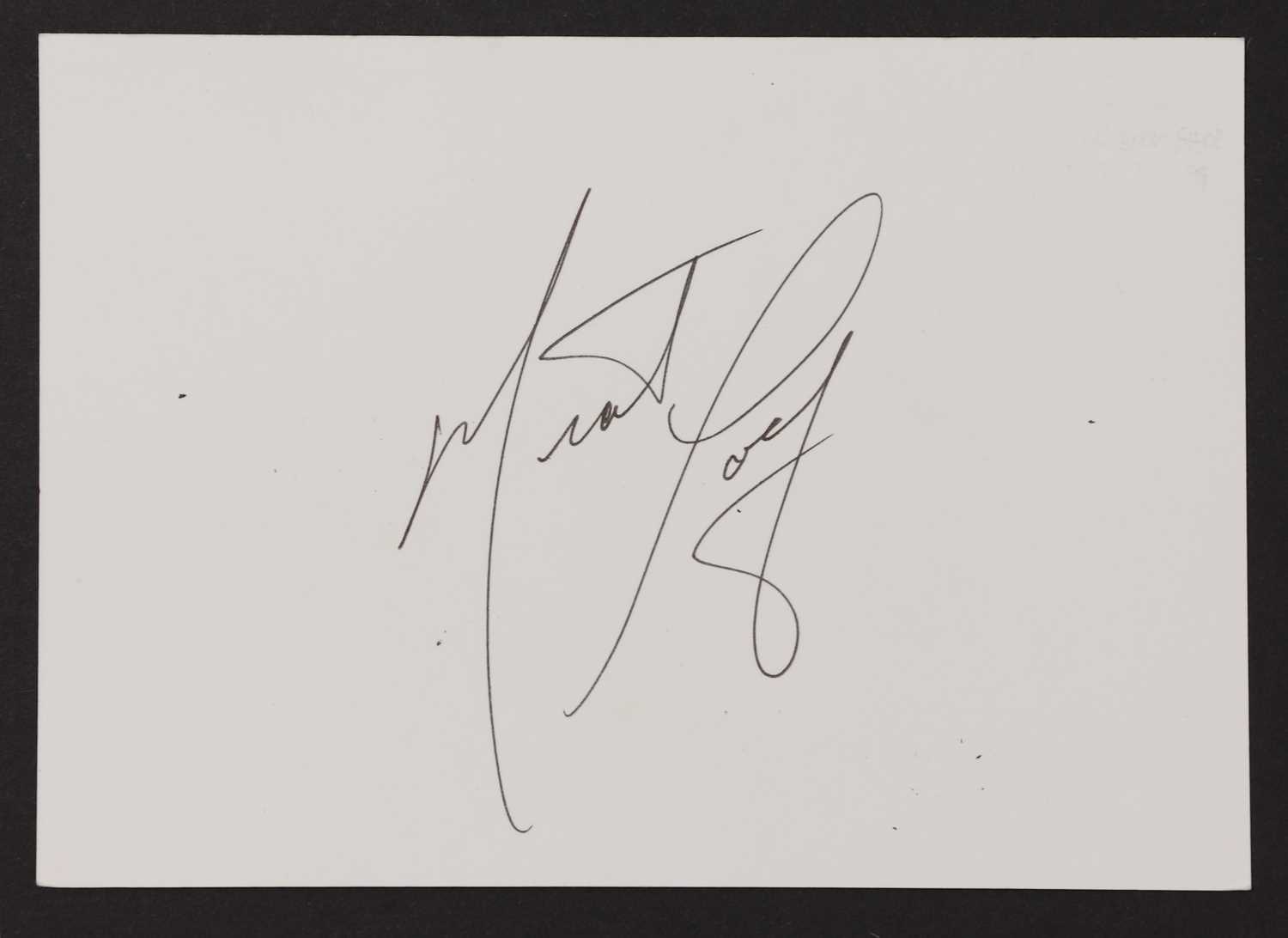 Lot 213 - Meat Loaf: autograph on white card, / Queen