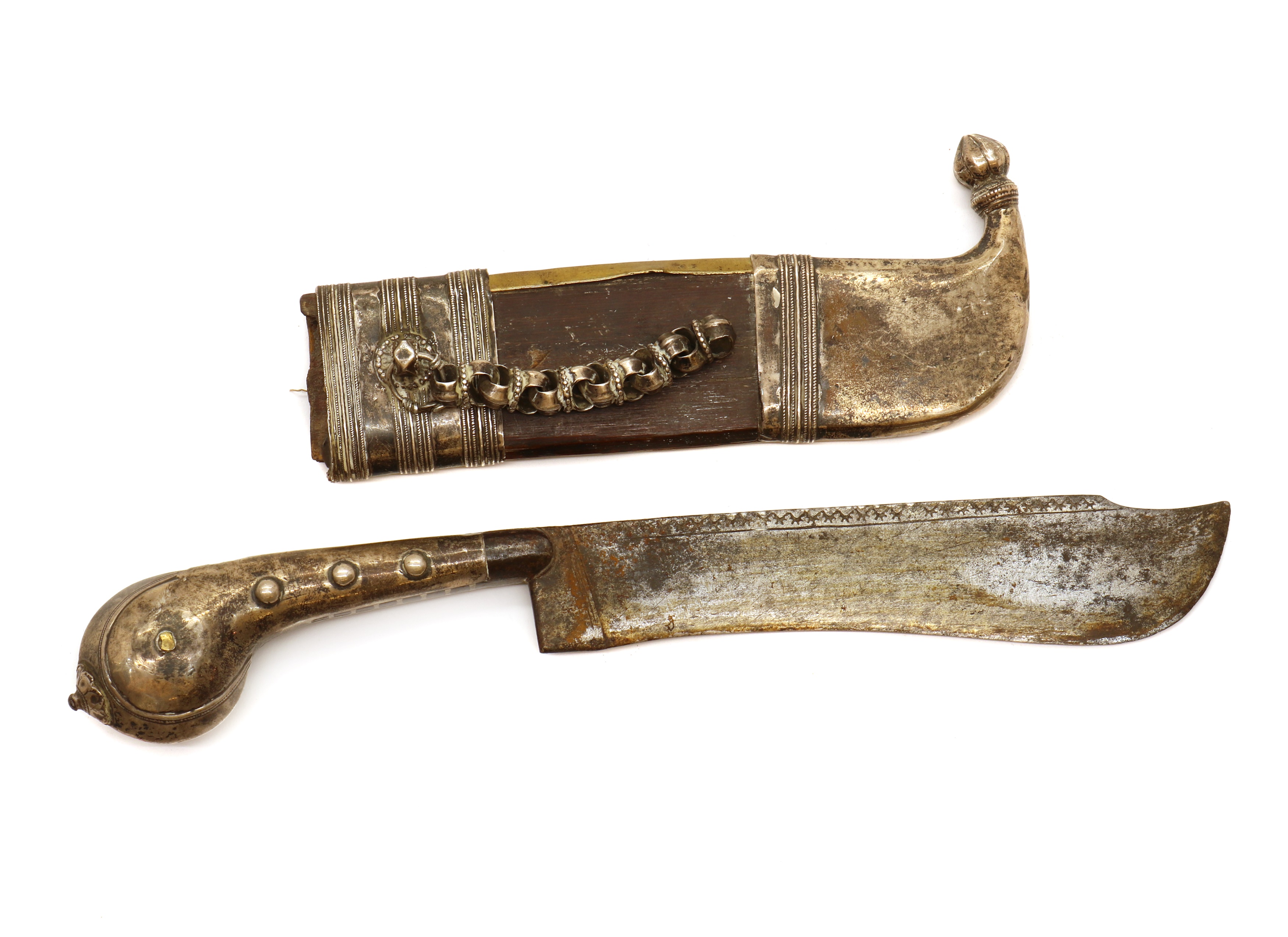Lot 102 - An Indian silver mounted dagger,