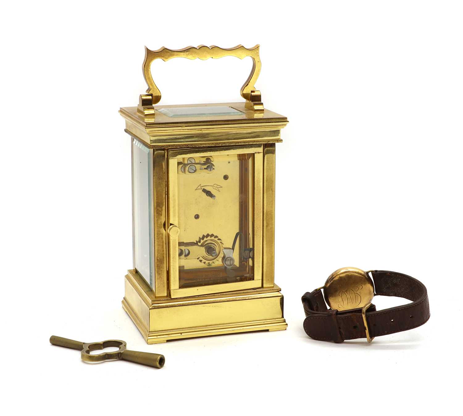 Lot 154 - A French brass carriage clock