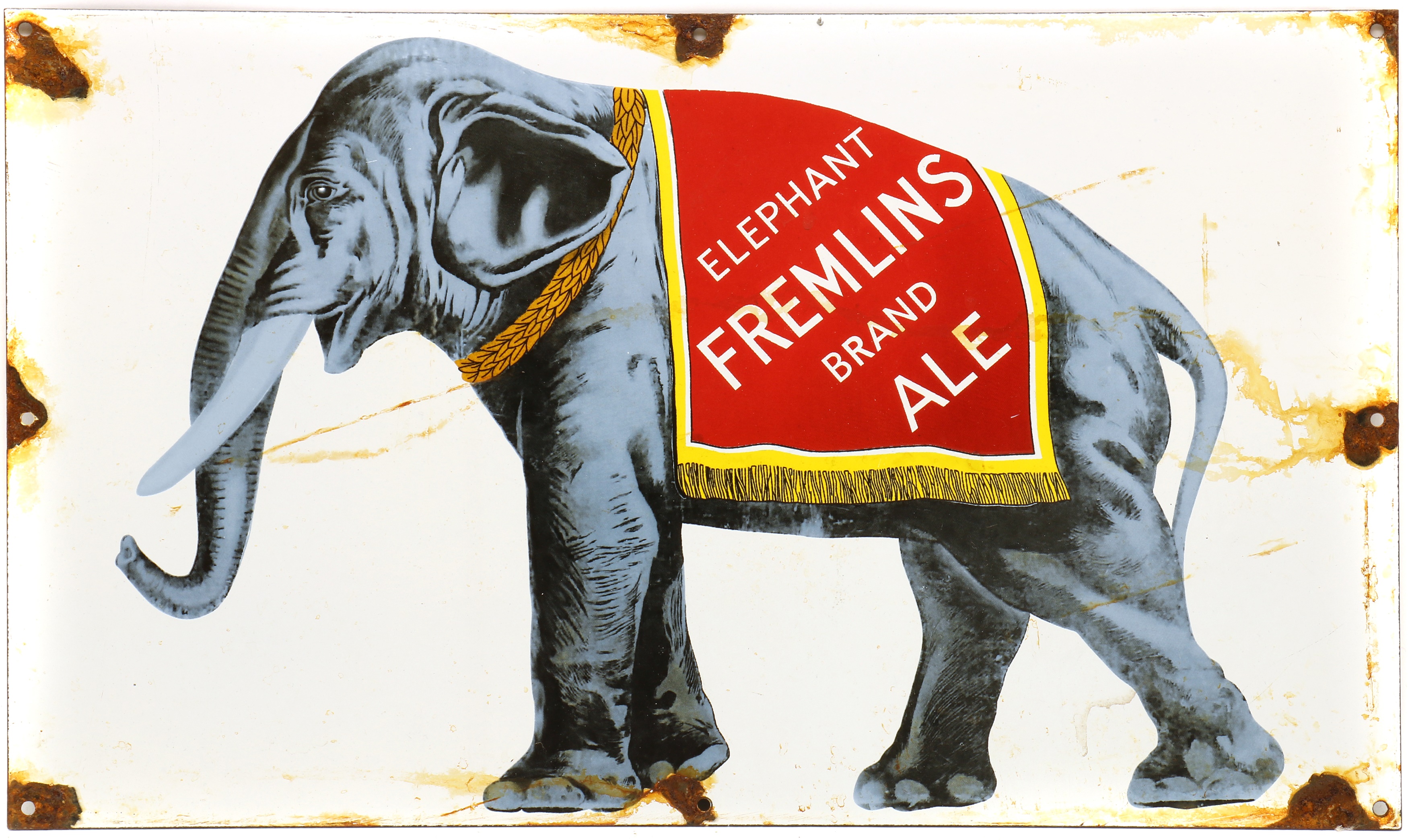 Lot 254 - A Fremlins Brand Ale Elephant enamel sign,