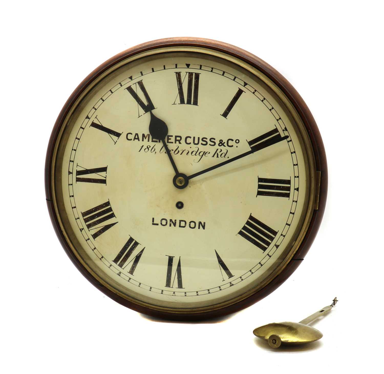 Lot 238 - A mahogany fusee wall clock,