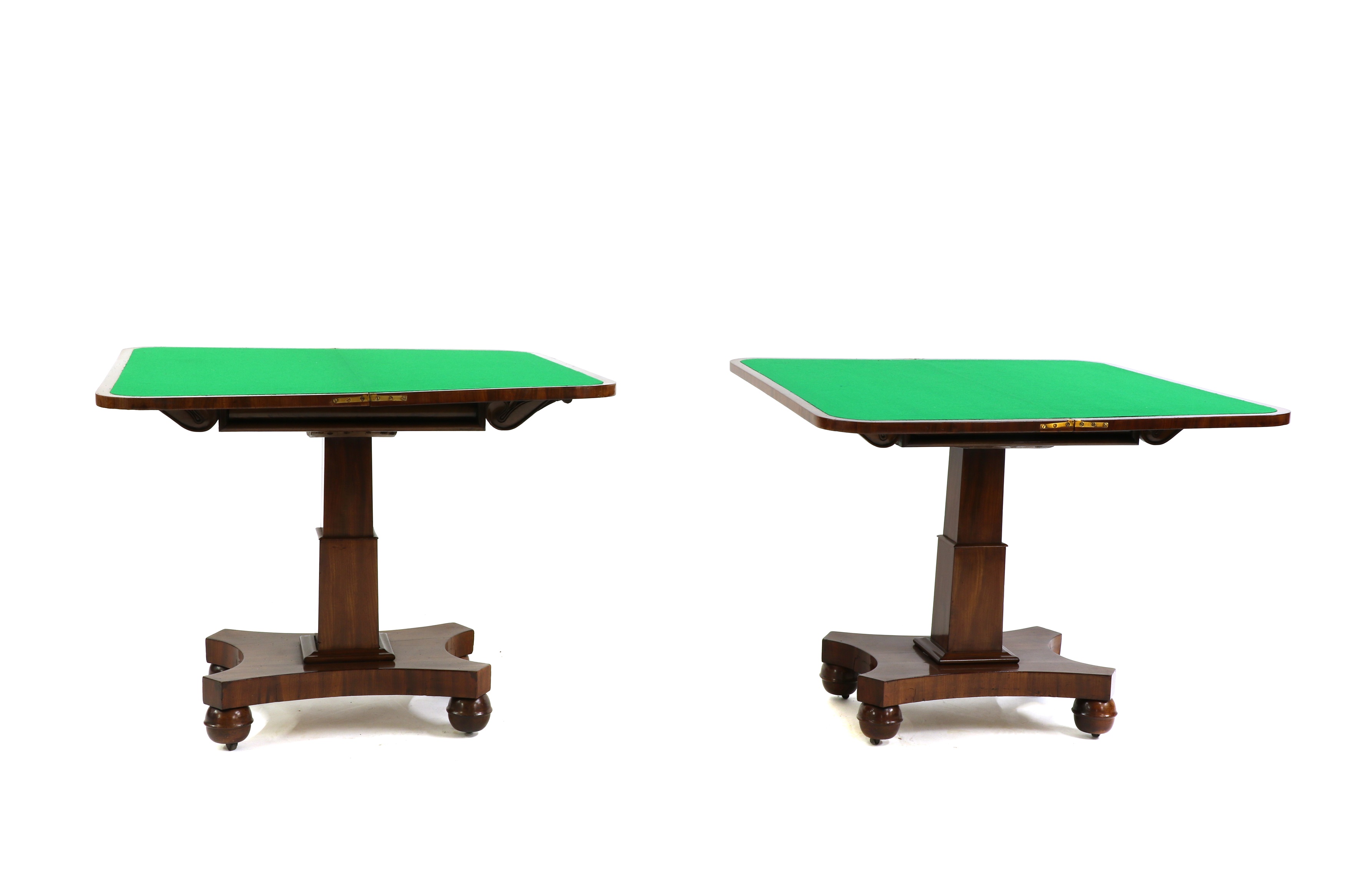 Lot 415 - A pair of mahogany card tables,