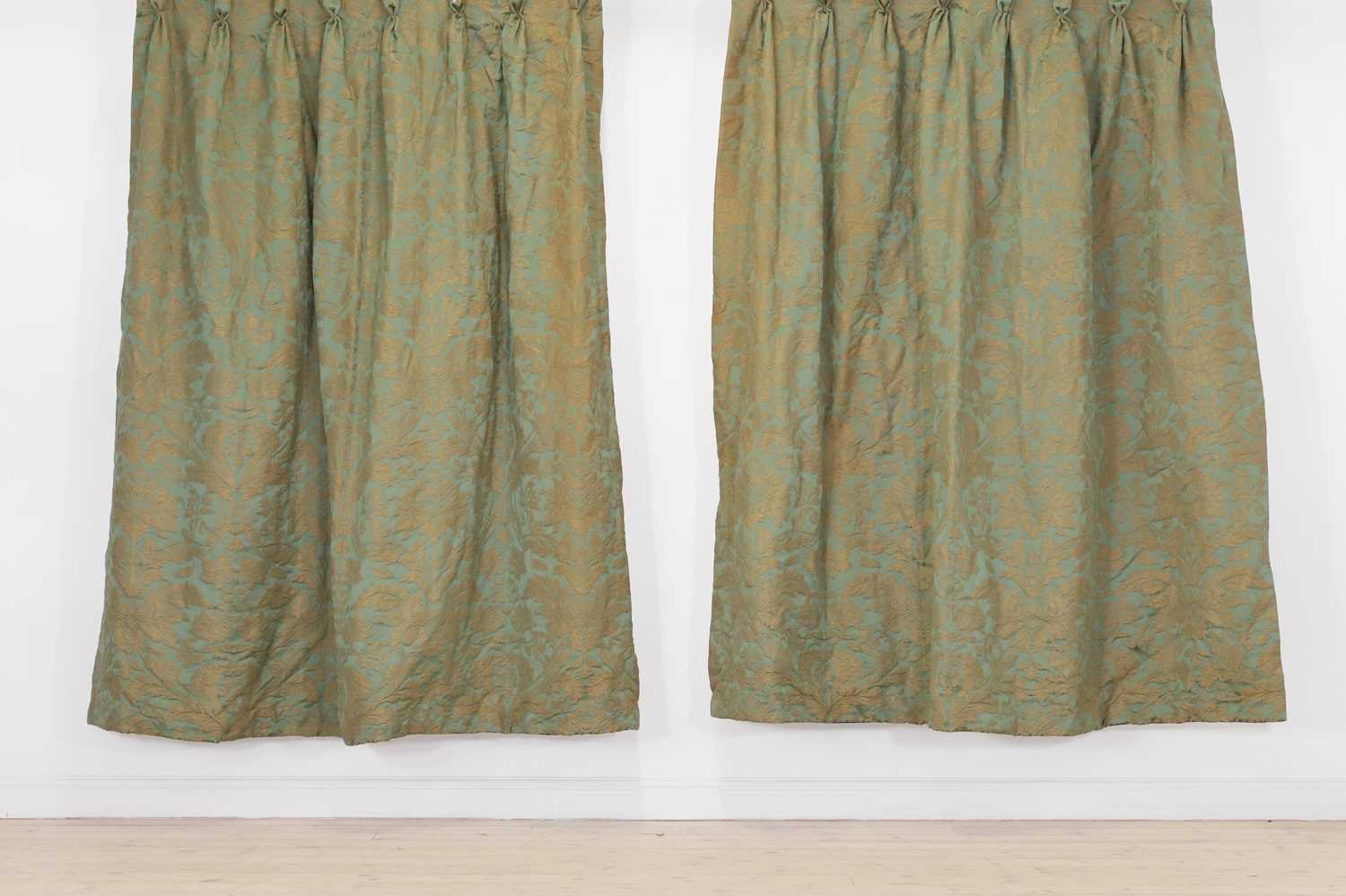 Lot 127 - A pair of silk brocade curtains,