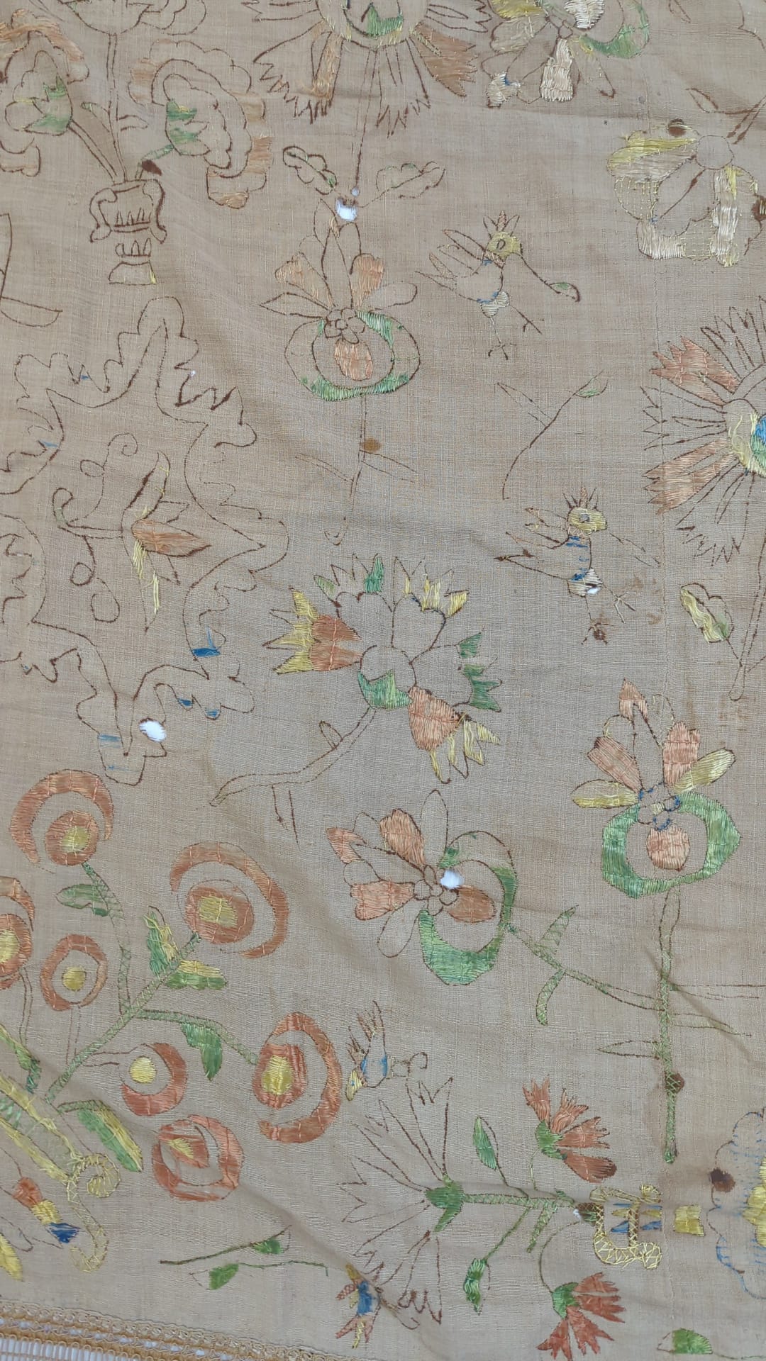 Lot 264 - ☘ A rectangular embroidered textile panel,