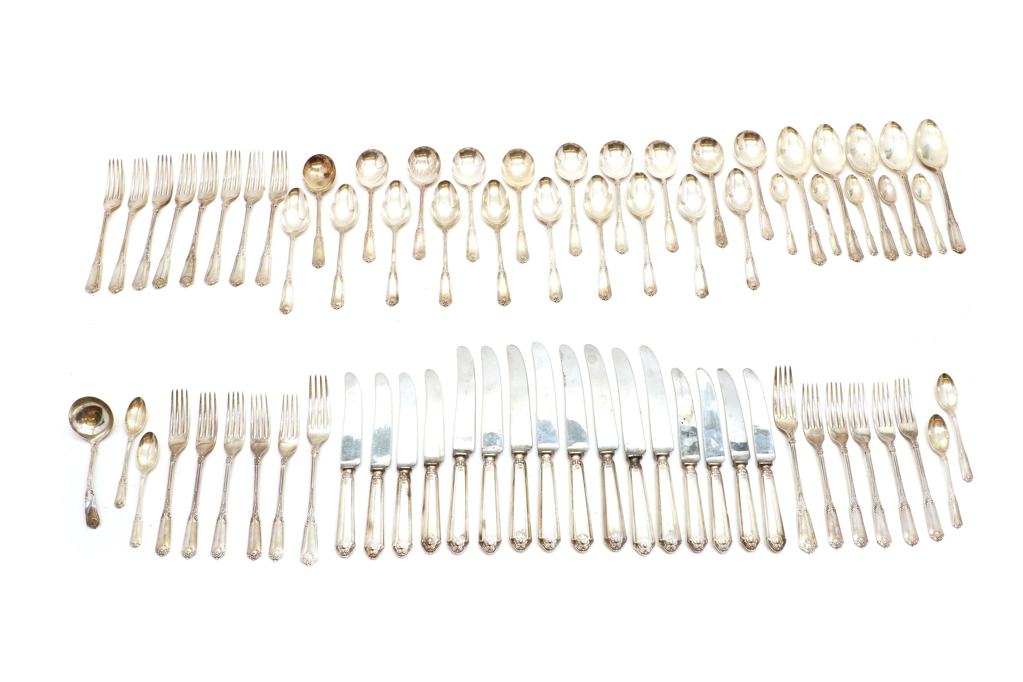 Lot 55 - A silver table service