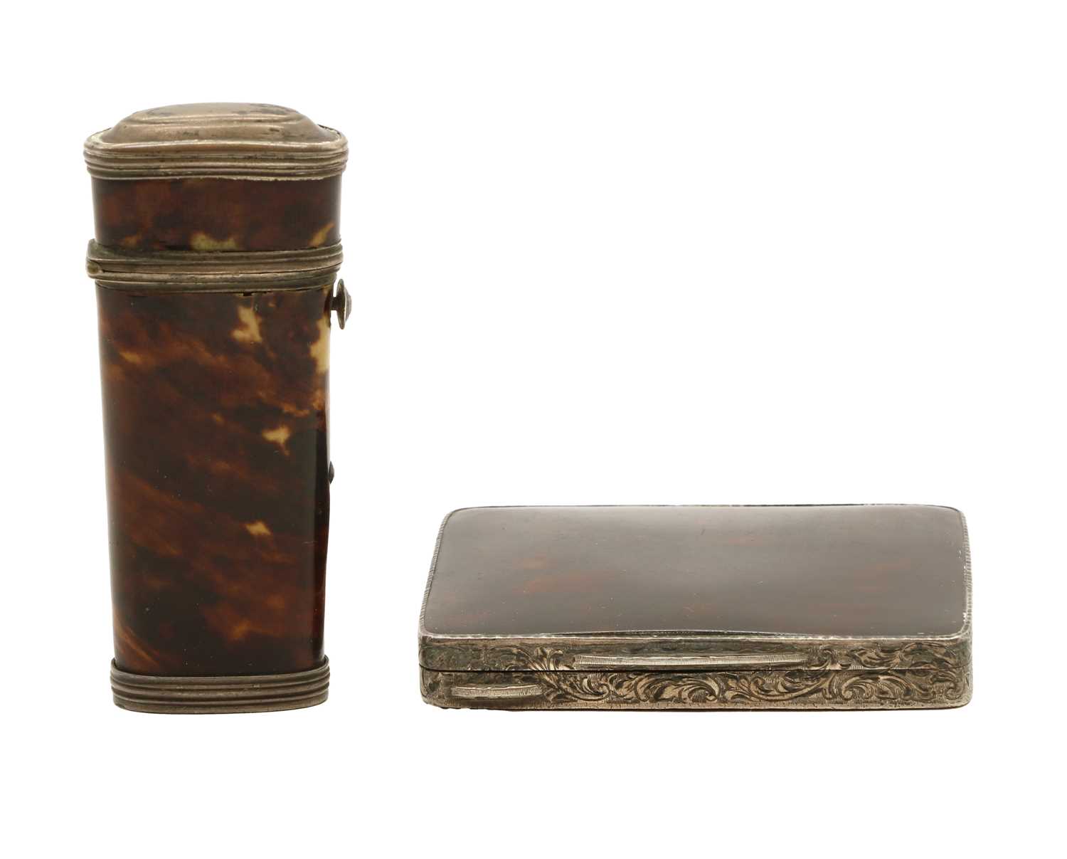 Lot 67 - A silver plated and tortoiseshell etui,