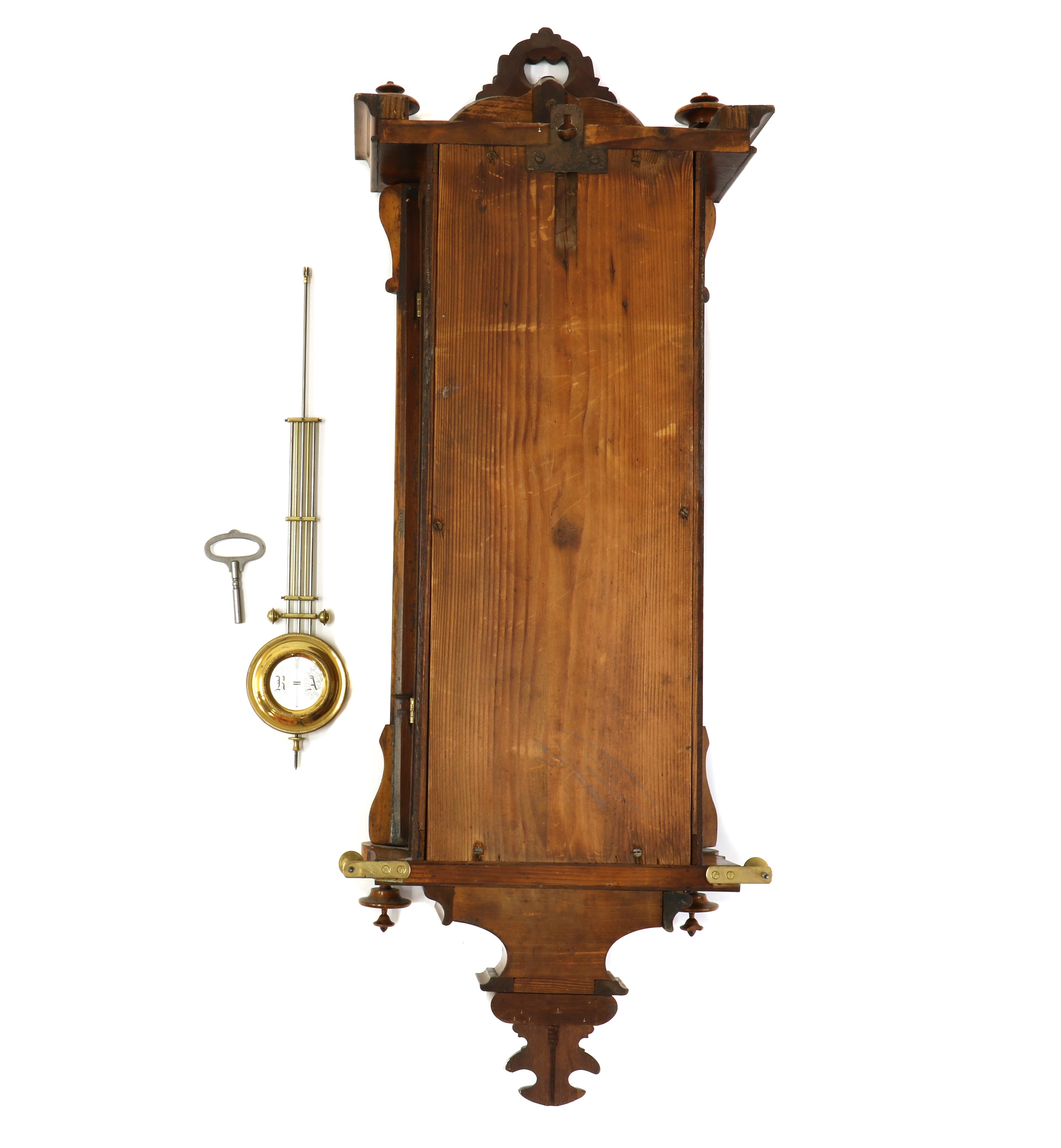 Lot 474 - A Vienna carved wood regulator clock,