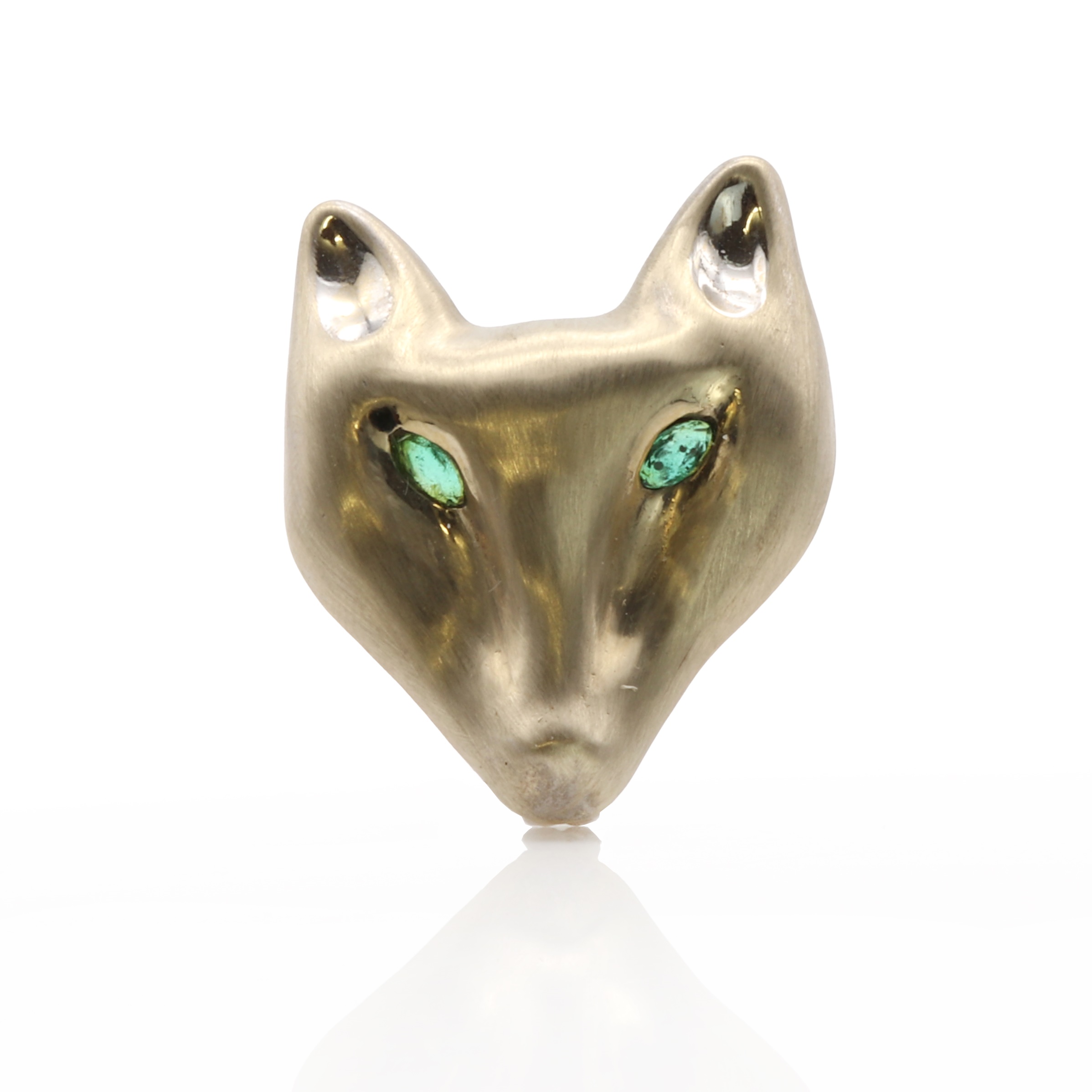 Lot 111 - A white gold fox mask brooch,