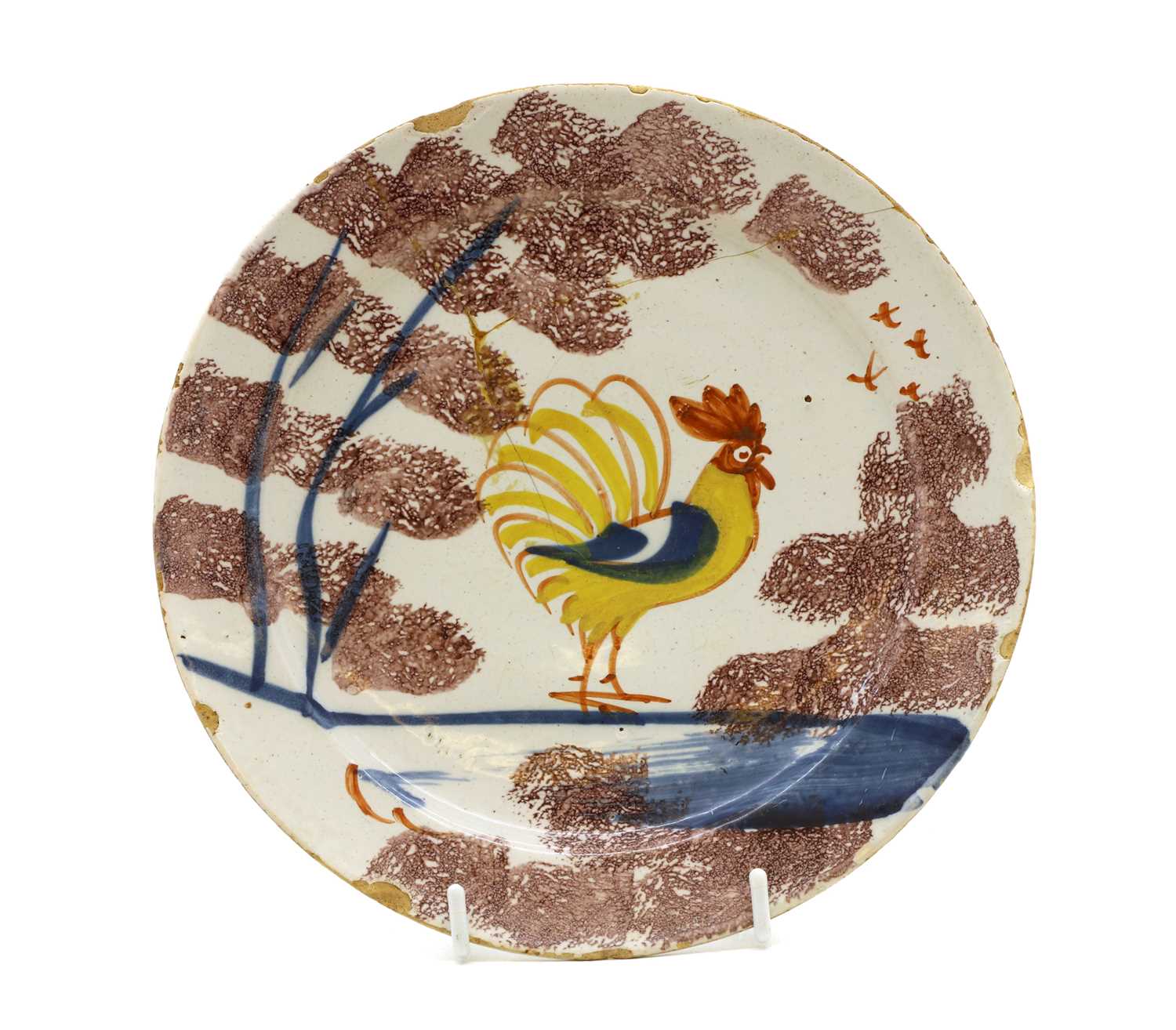 Lot 170 - A Bristol Delft 'Farmyard' plate,