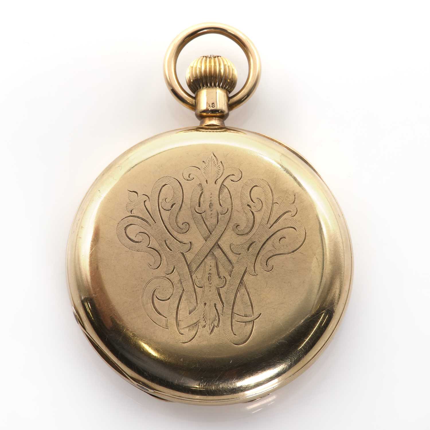 Lot 276 - An 18ct gold hunter key wound pocket watch,