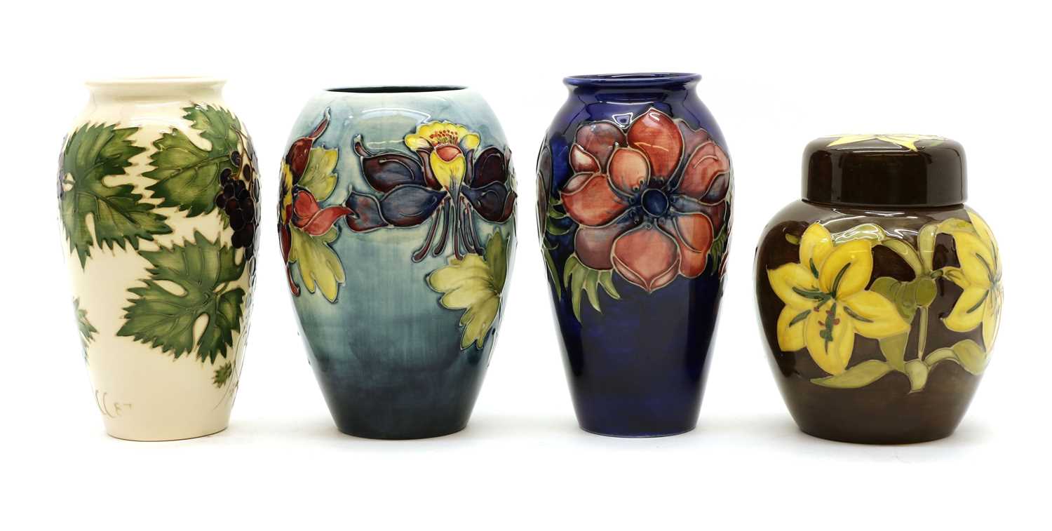 Lot 195 - A group of three Moorcroft pottery vases
