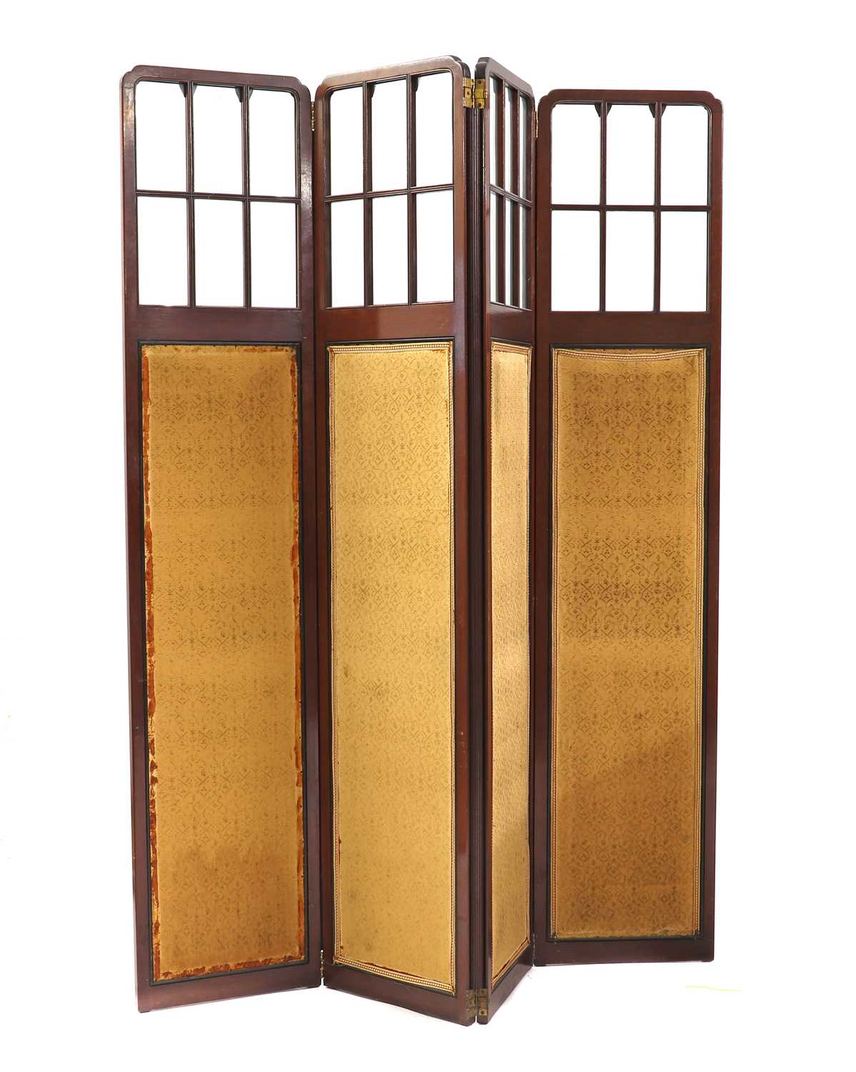 Lot 564 - An Edwardian four-fold screen with Japanese