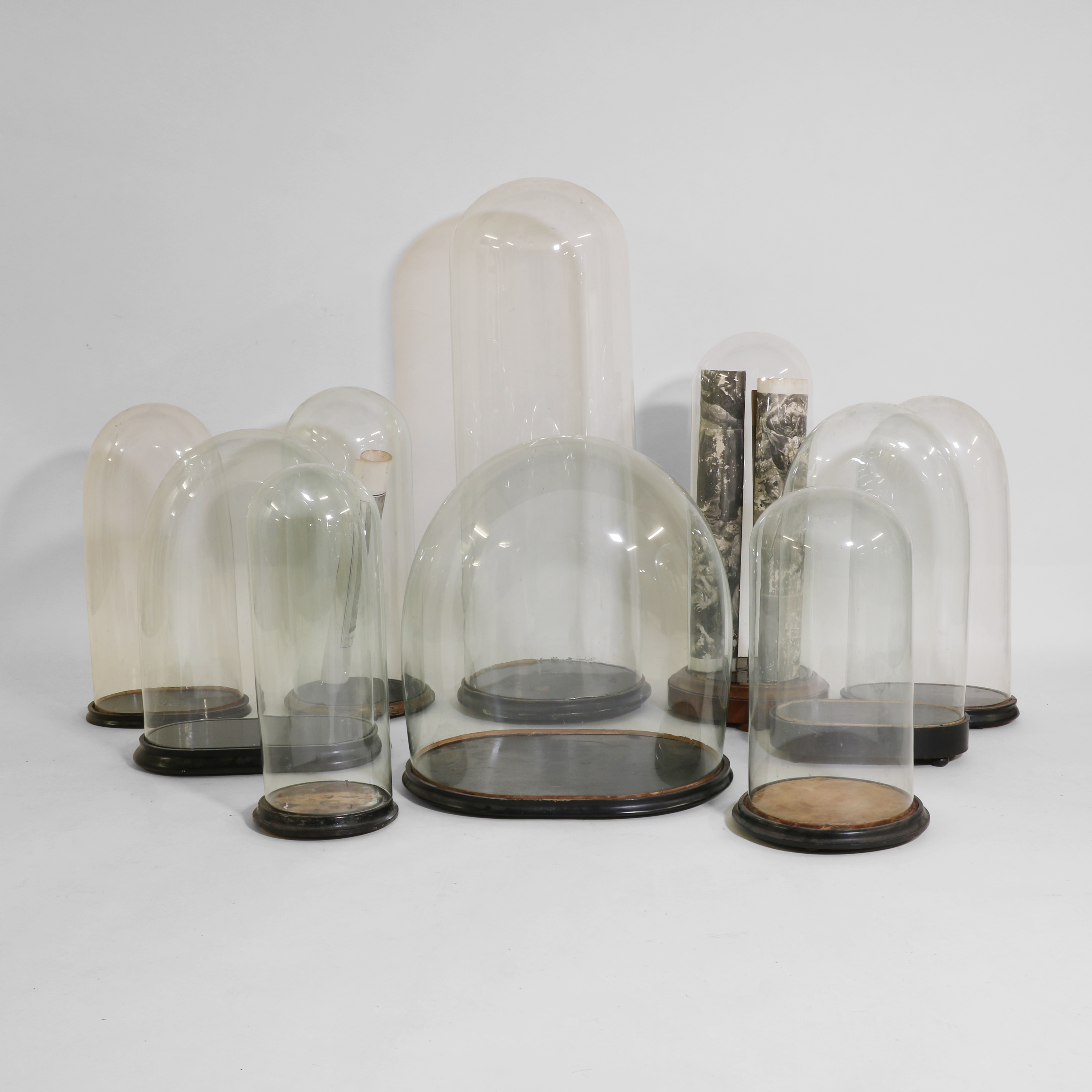 Lot 36 - A group of ten Victorian glass domes,