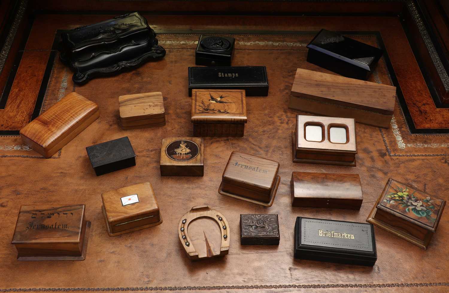 Lot 135 - A collection of wooden stamp boxes
