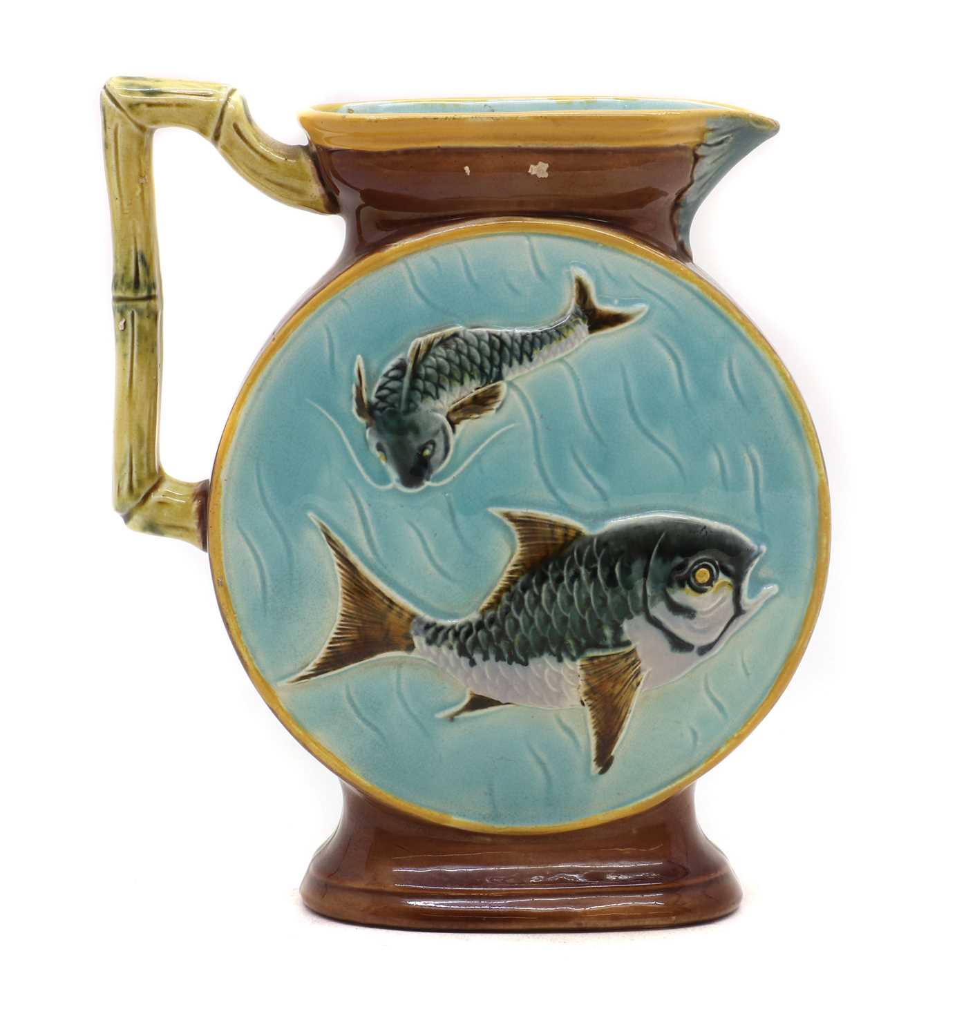 Lot 235 - A Joseph Holdcroft majolica moon flask,