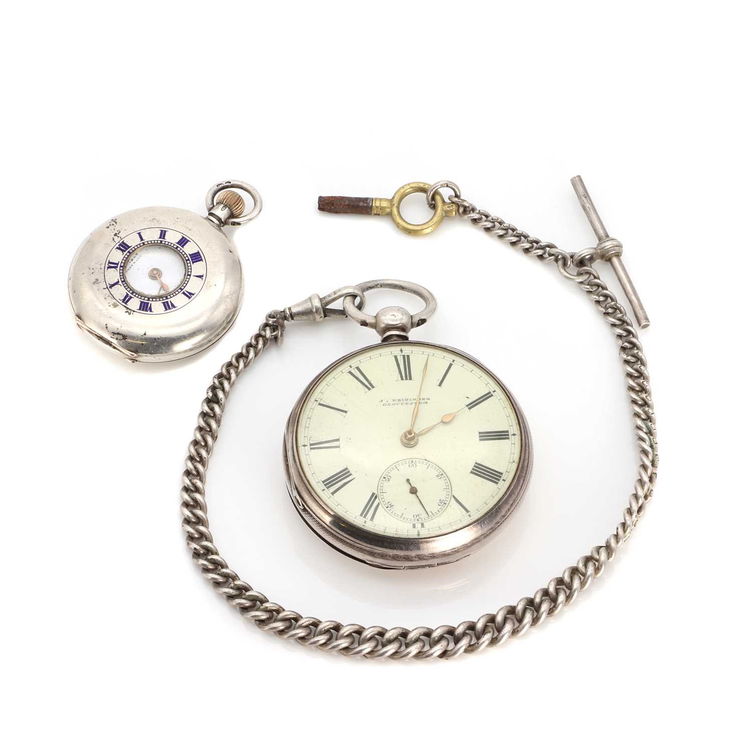 Lot 1428 - A Victorian silver pocket watch and Albert,