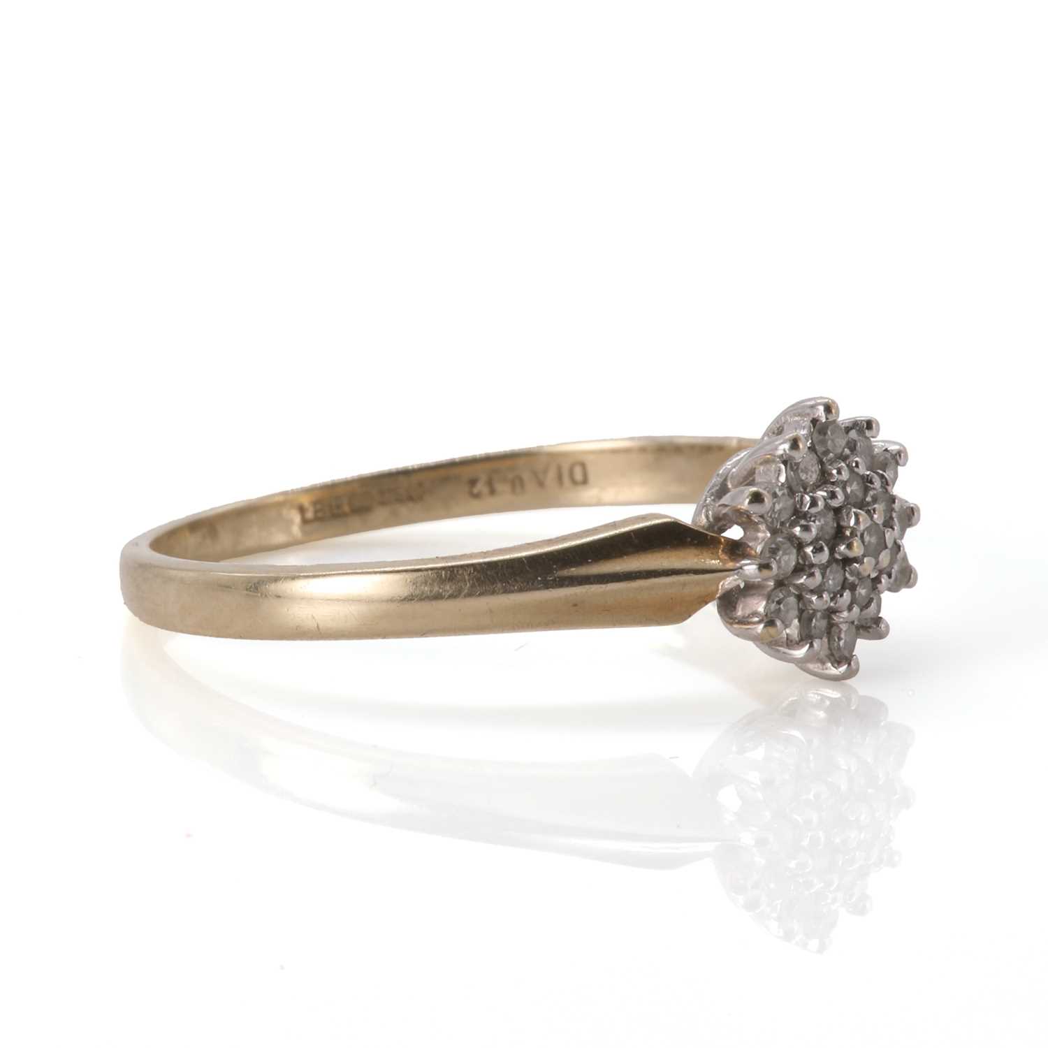 Lot 64 - A 9ct gold diamond flowerhead cluster ring,